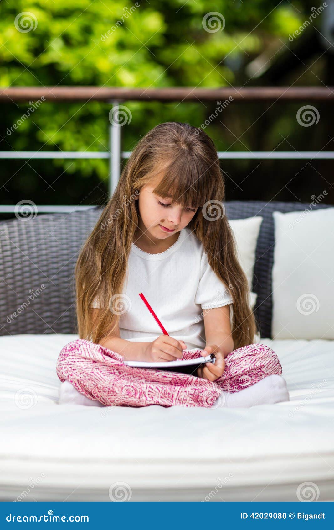Girl taking notes stock photo. Image of young, kids, terrace - 42029080