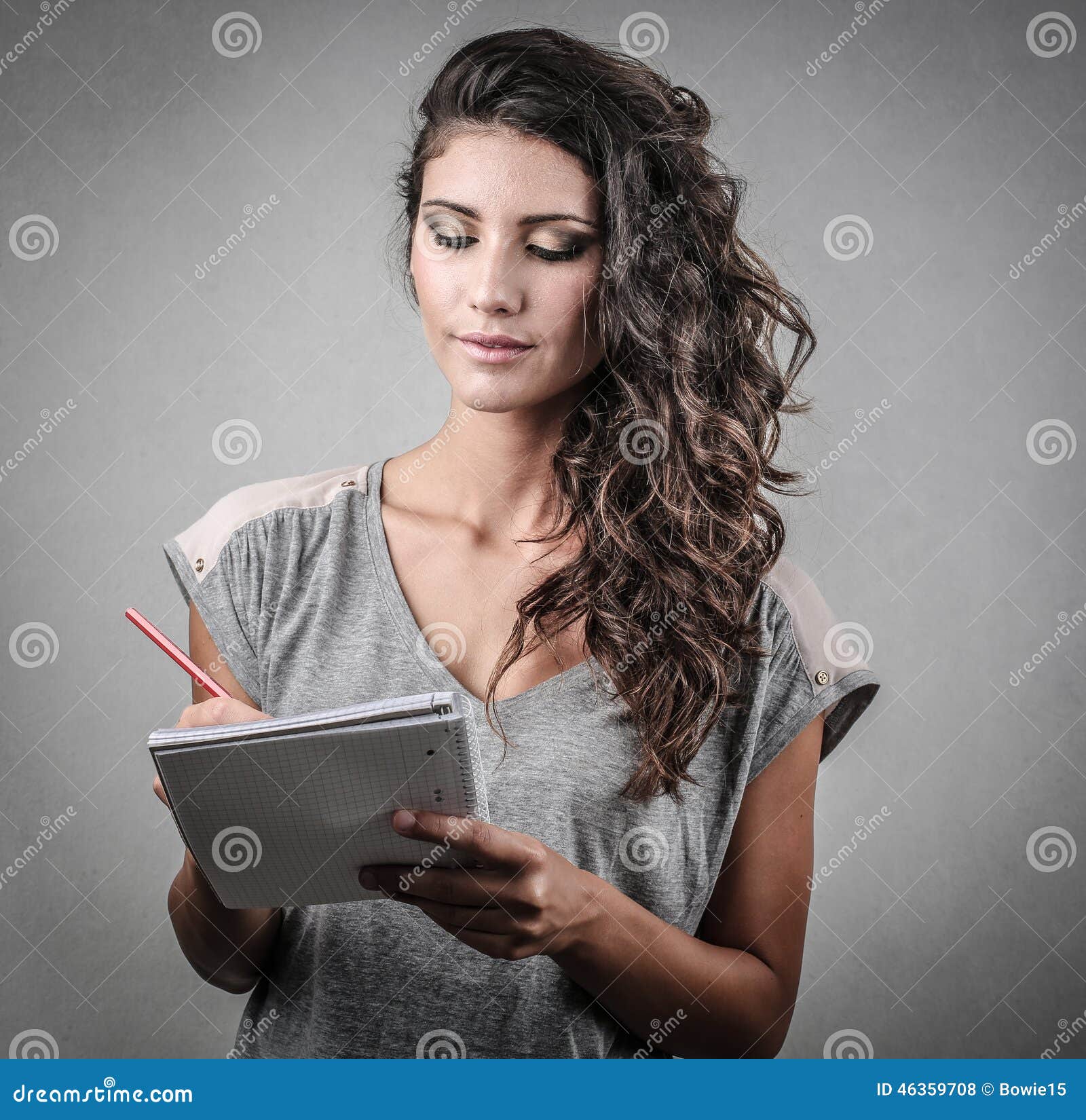 Girl taking notes stock photo. Image of annotation, notebook - 46359708
