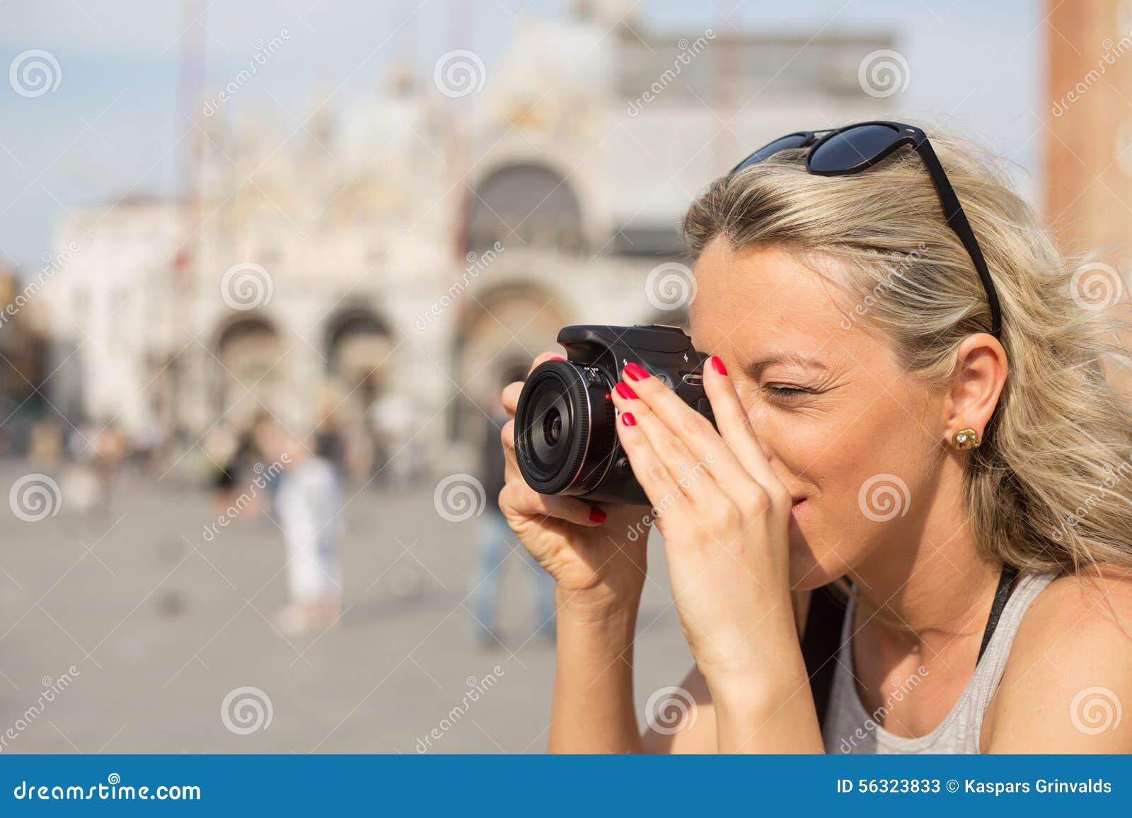Girl Taking Photos with Digital Camera Stock Image - Image of tourist ...
