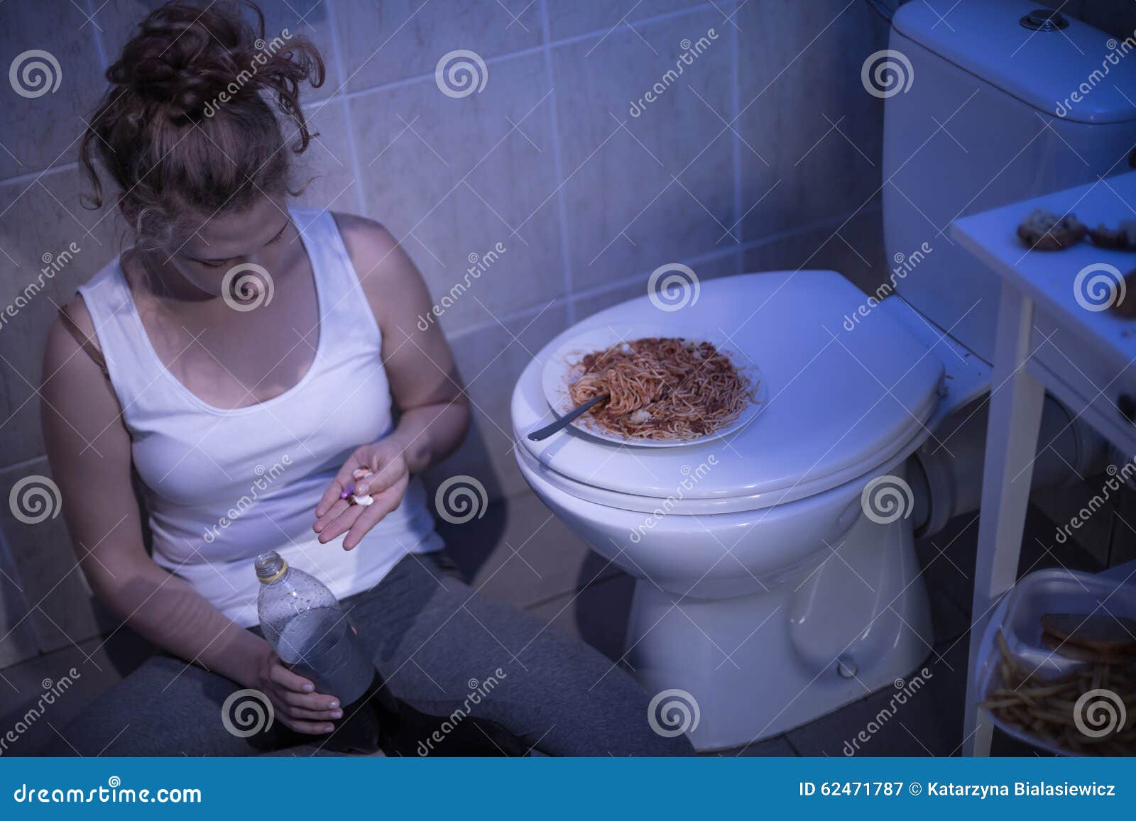 Girl Taking Pills Stock Image Image Of Disorder Calorie 62471787
