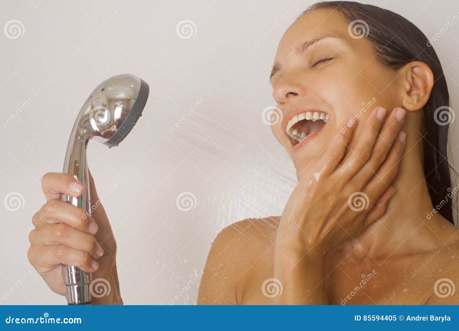 Girl Taking a Shower and Singing Stock Image - Image of girl ...