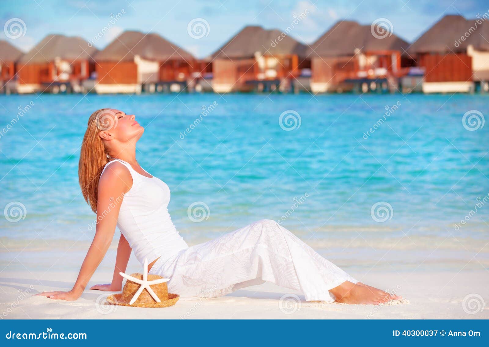 Girl Taking Sunbath on the Beach Stock Image - Image of nature ...