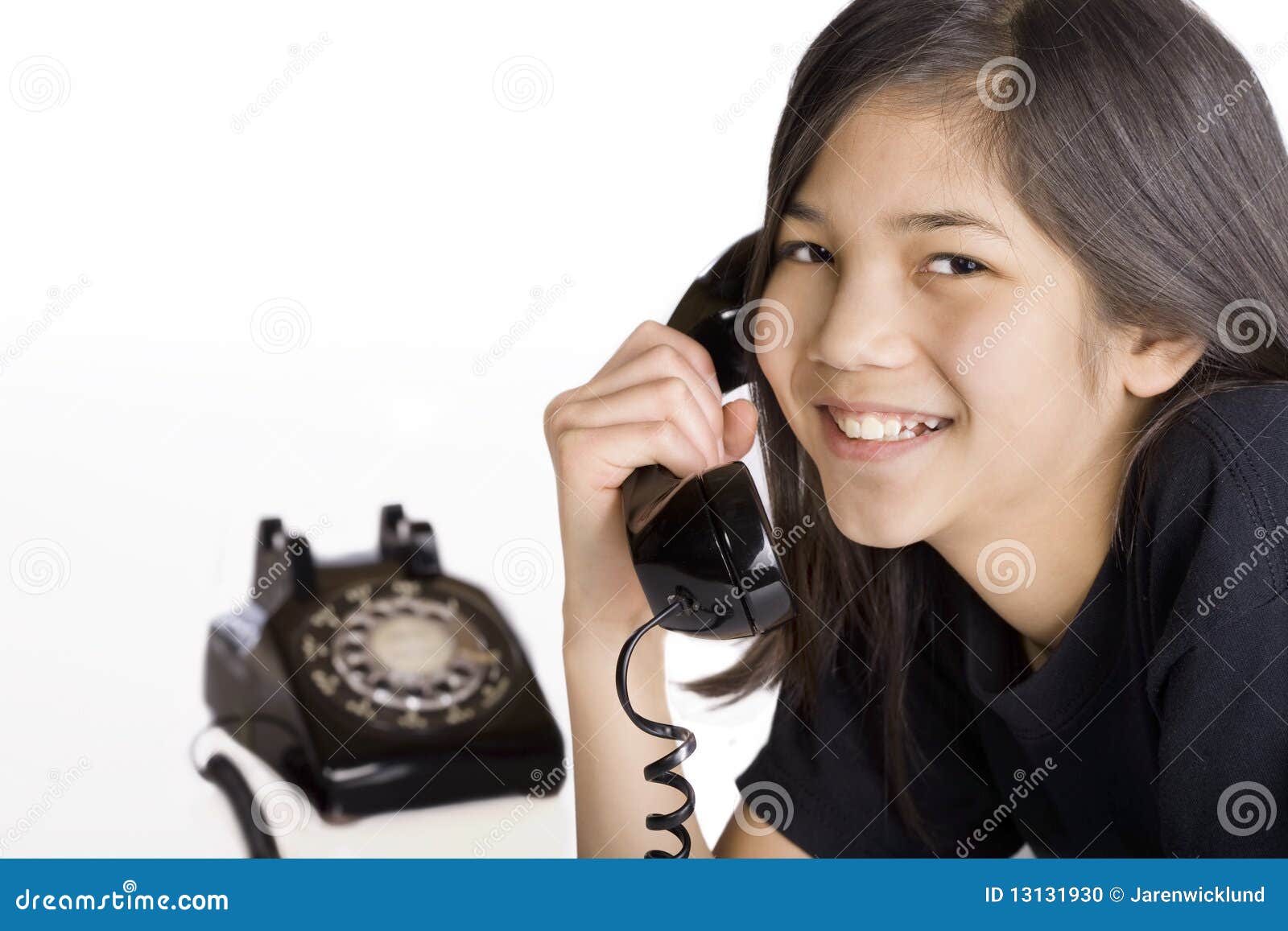 Girl talking on old phone stock photo. Image of girl - 13131930