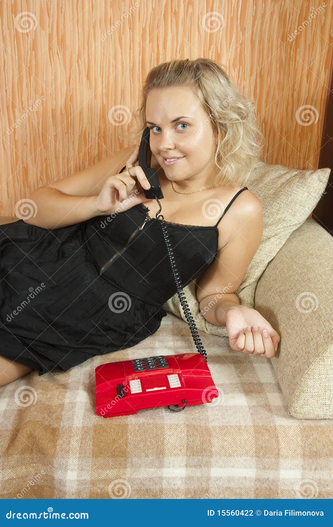 Girl talking by old phone stock photo. Image of adult - 15560422