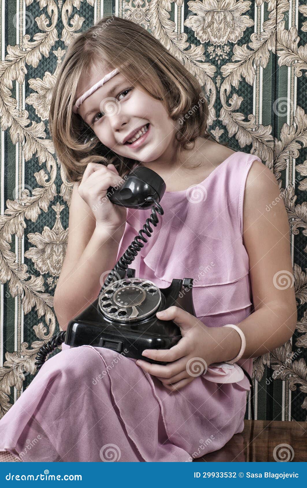 Retro Girl Phone Call stock photo. Image of caucasian - 29933532