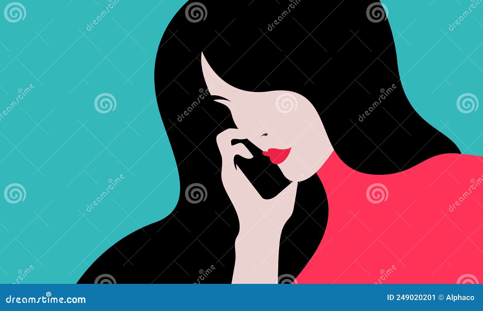 Girl talking on phone stock vector. Illustration of speak - 249020201