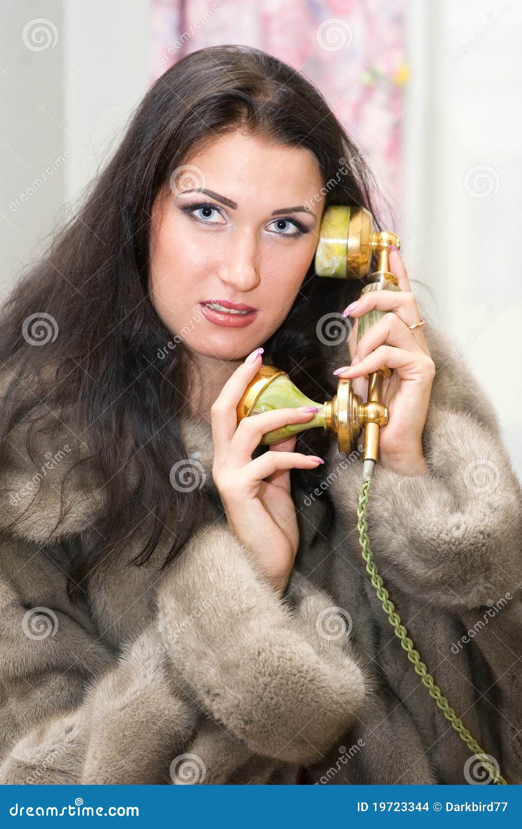 Girl Talking on Telephone at Home Stock Photo - Image of telephone ...