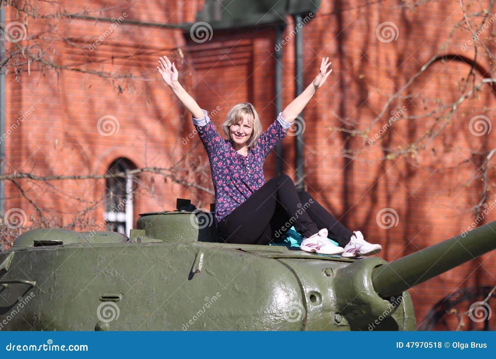 The girl and tank stock photo. Image of memory, ease - 47970518