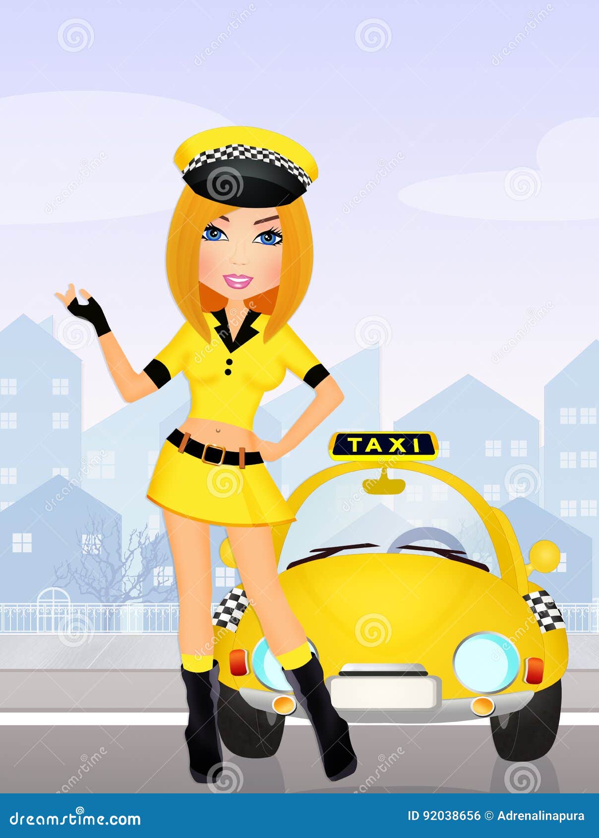 Girl Taxi driver stock illustration. Illustration of airport - 92038656