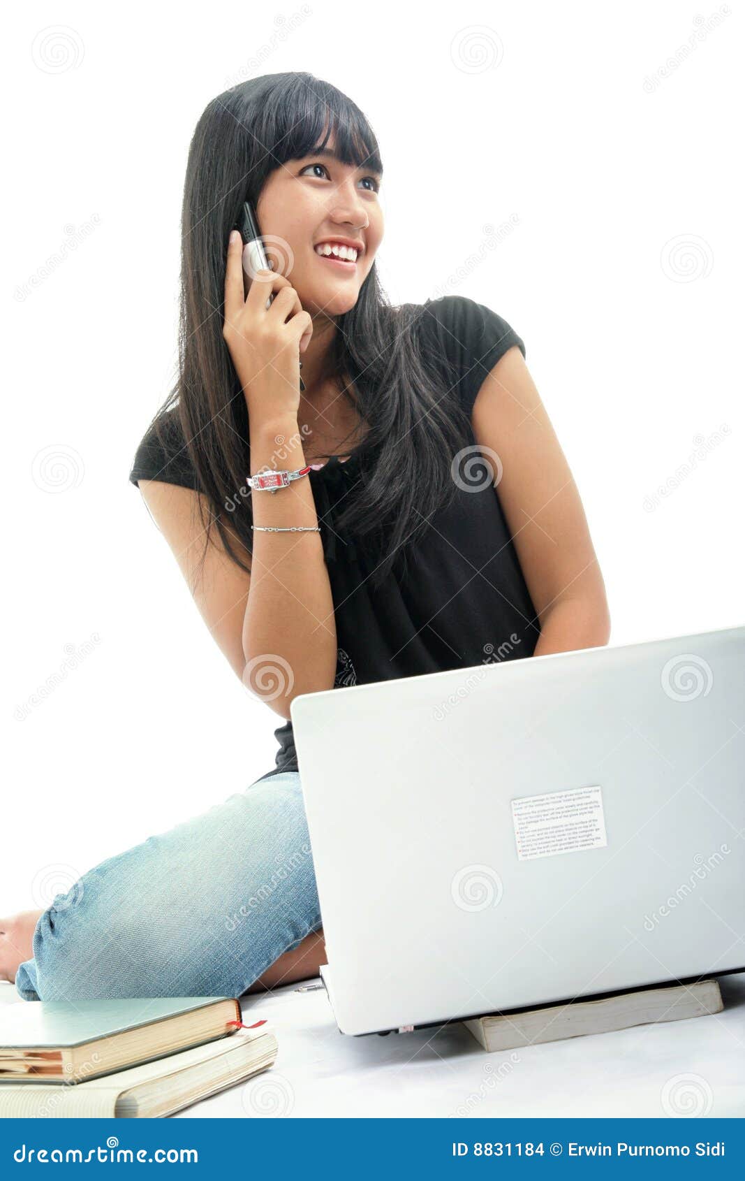 Girl and technology stock photo. Image of institute, books - 8831184