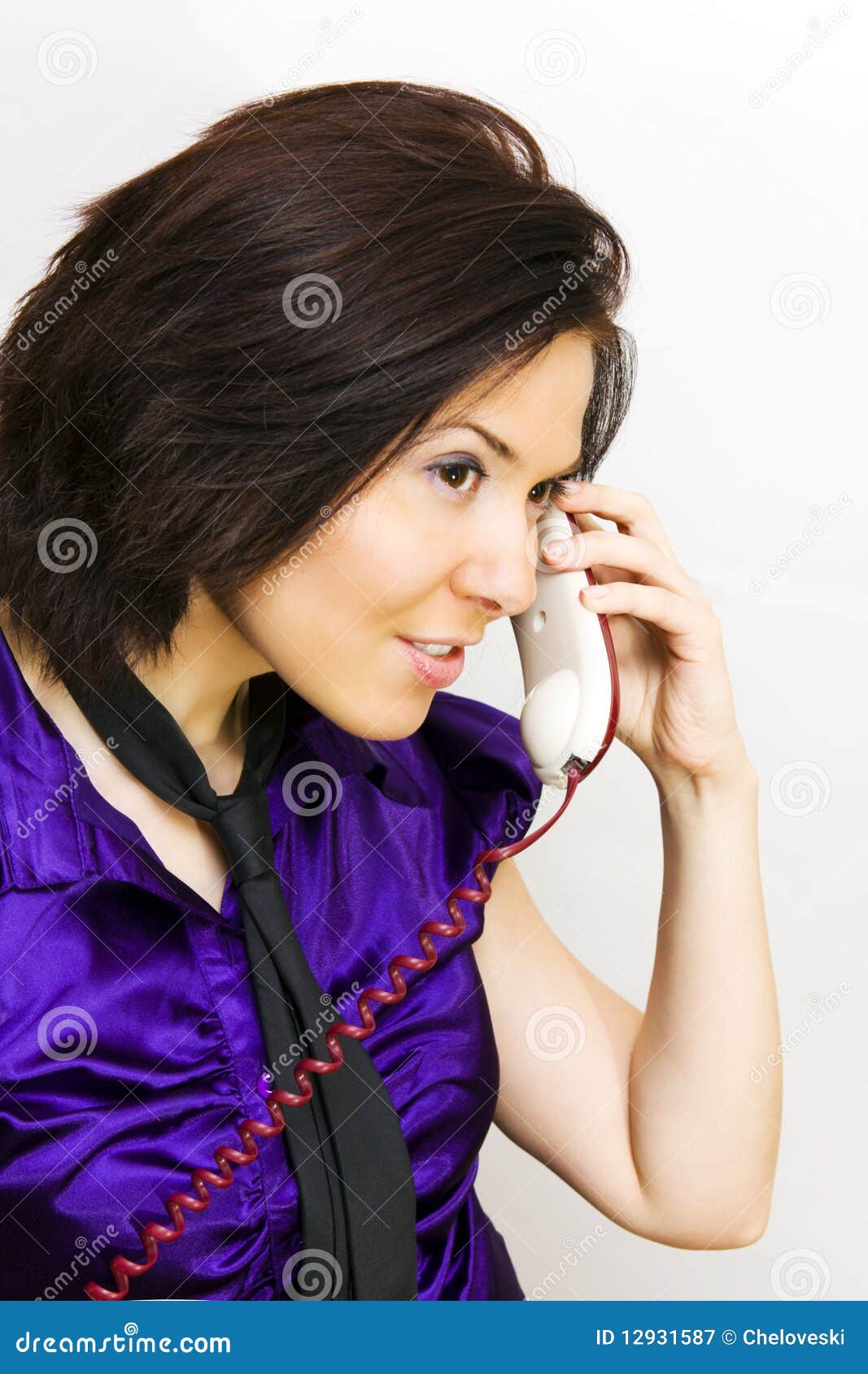 Girl with telephone stock image. Image of office, blond - 12931587