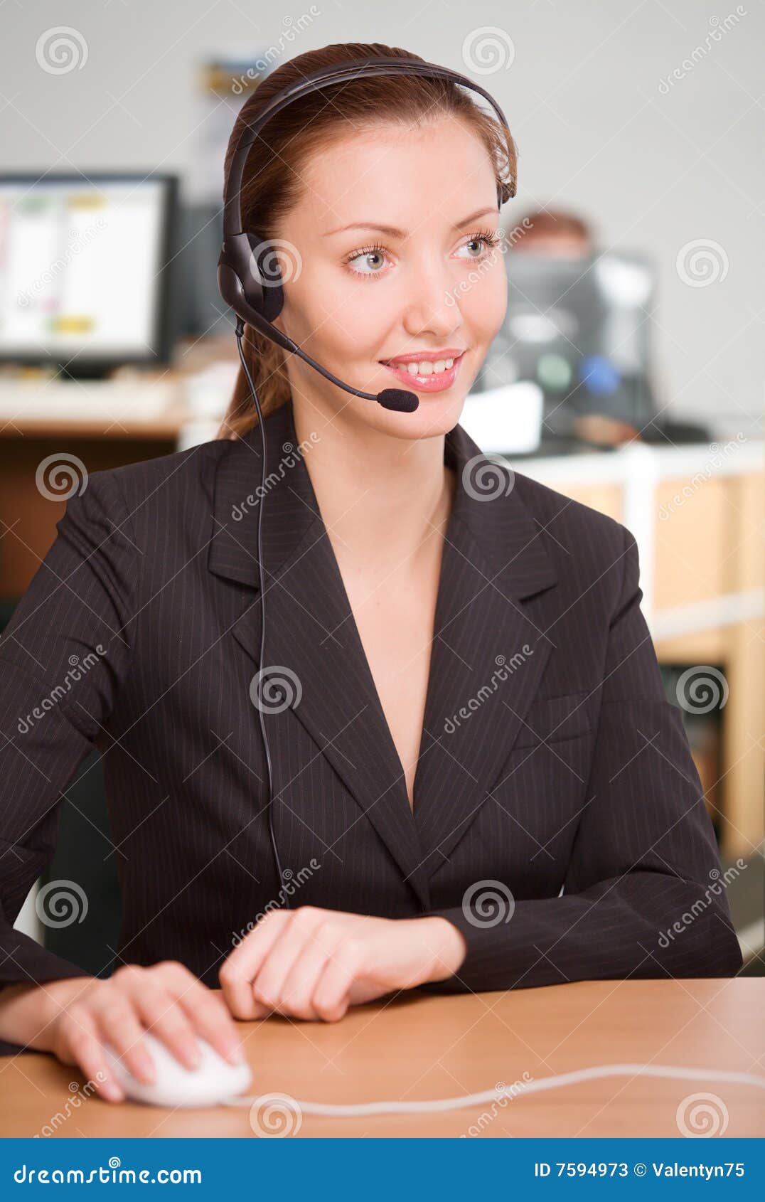Girl - telephone operator stock image. Image of customer - 7594973