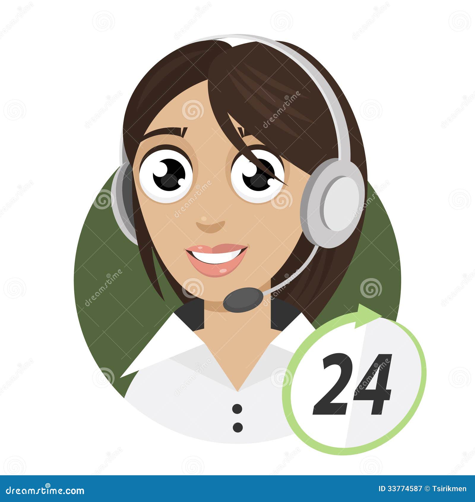 Girl Telephone Operator, Call Center 24 Stock Vector - Illustration of ...