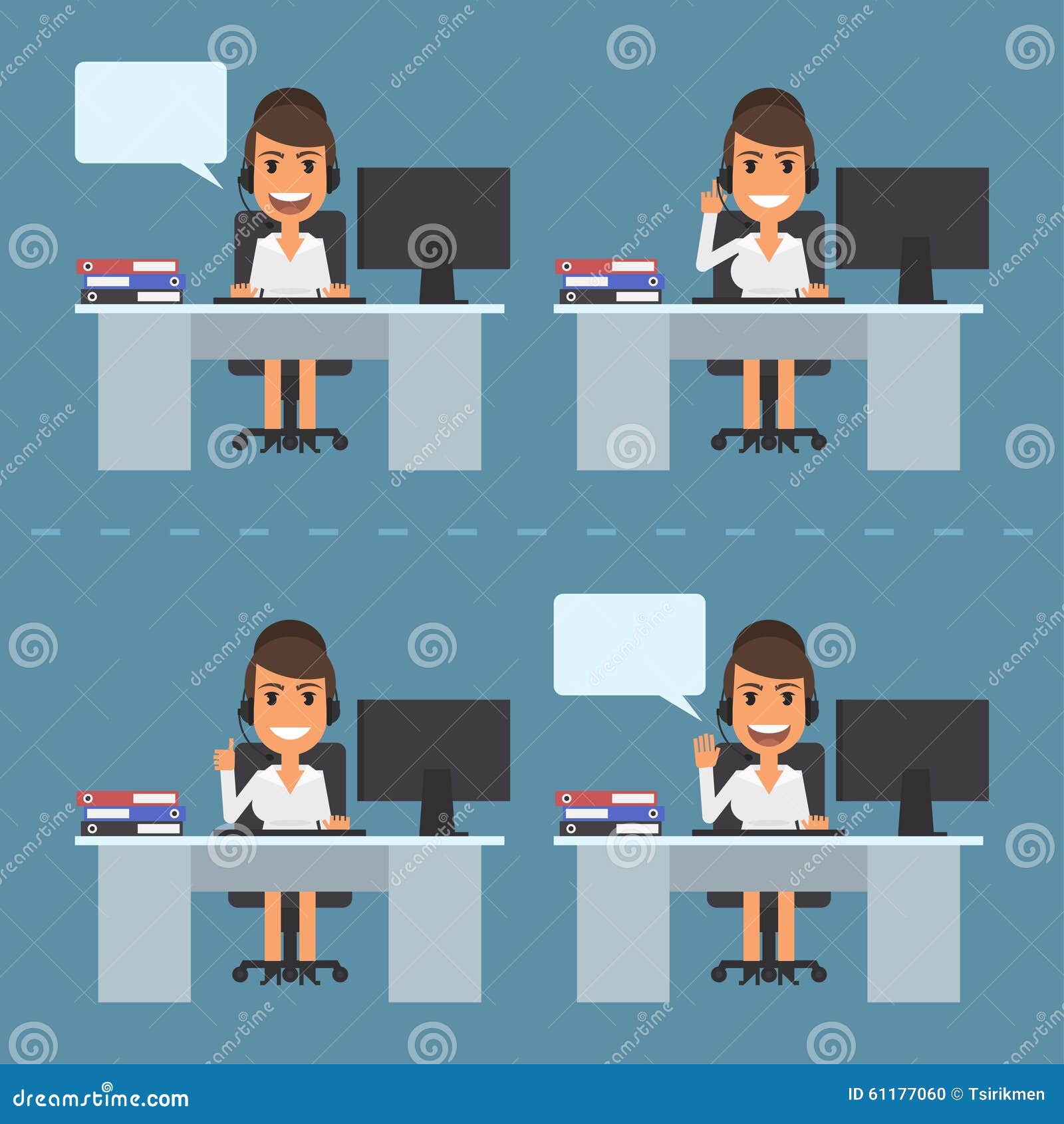 Girl Telephone Operator Call Center Stock Vector - Illustration of ...
