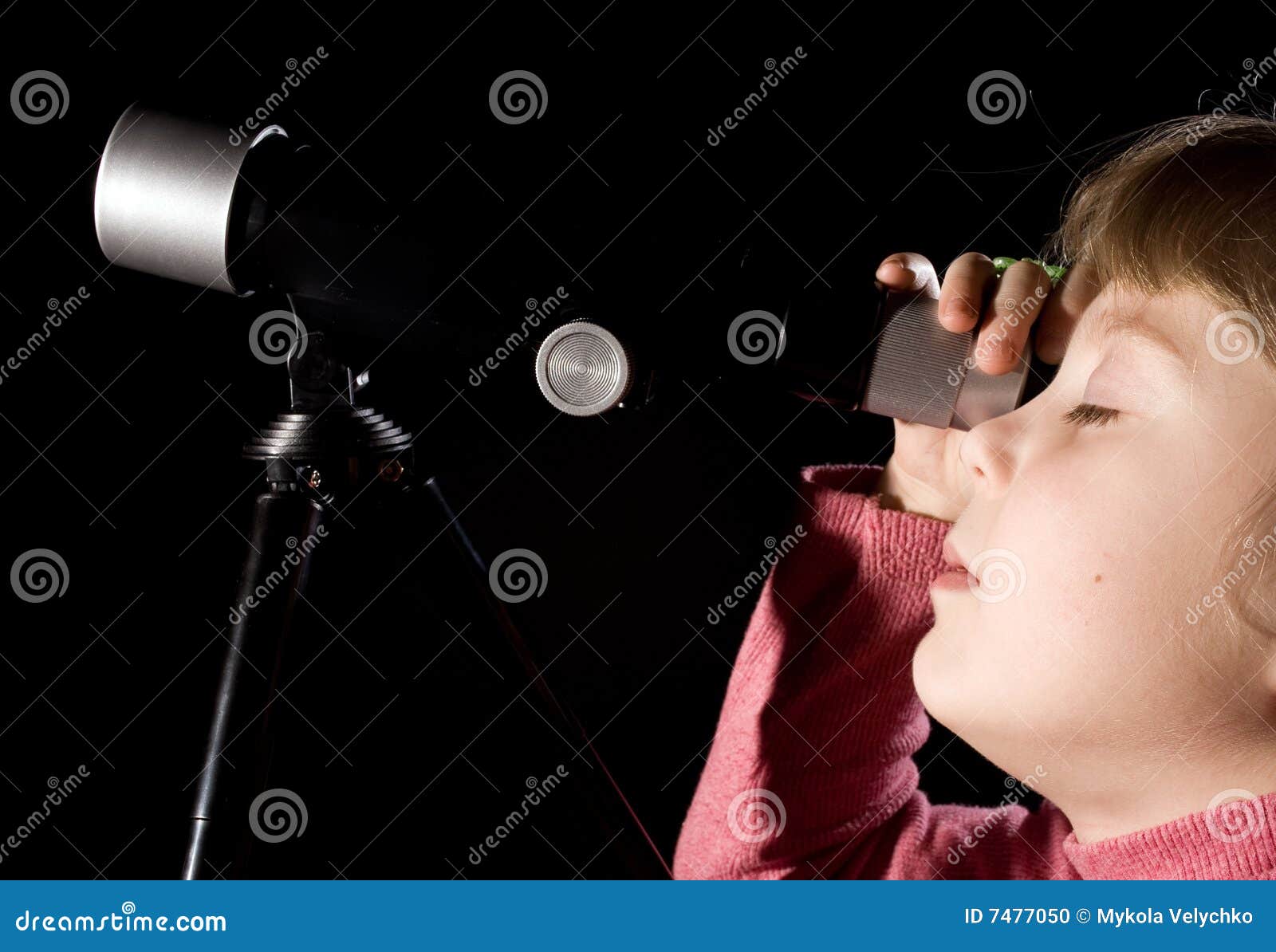 Girl with telescope stock photo. Image of astronomy, learn - 7477050