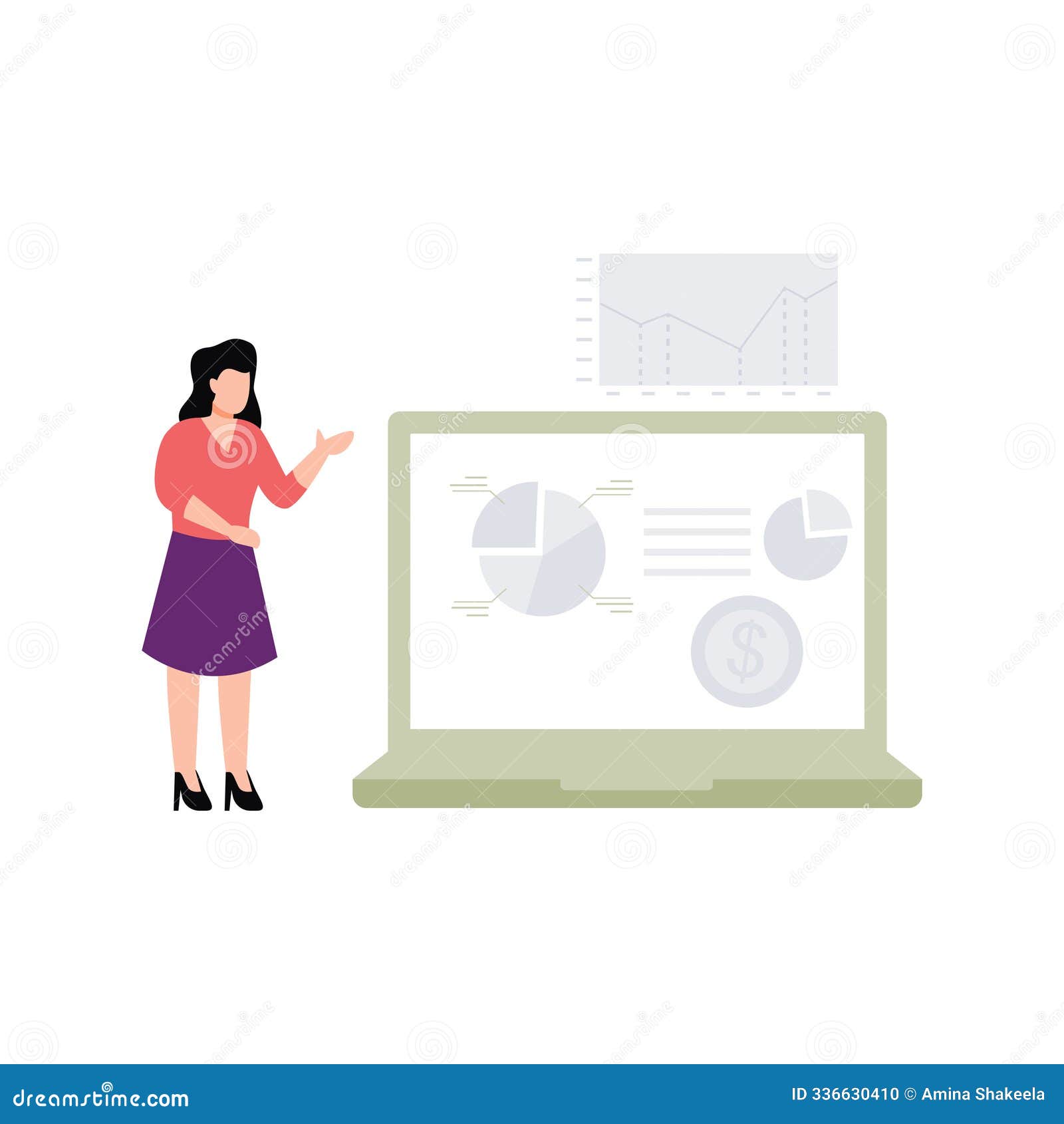 The Girl is Telling about the Business Graphs Stock Illustration ...