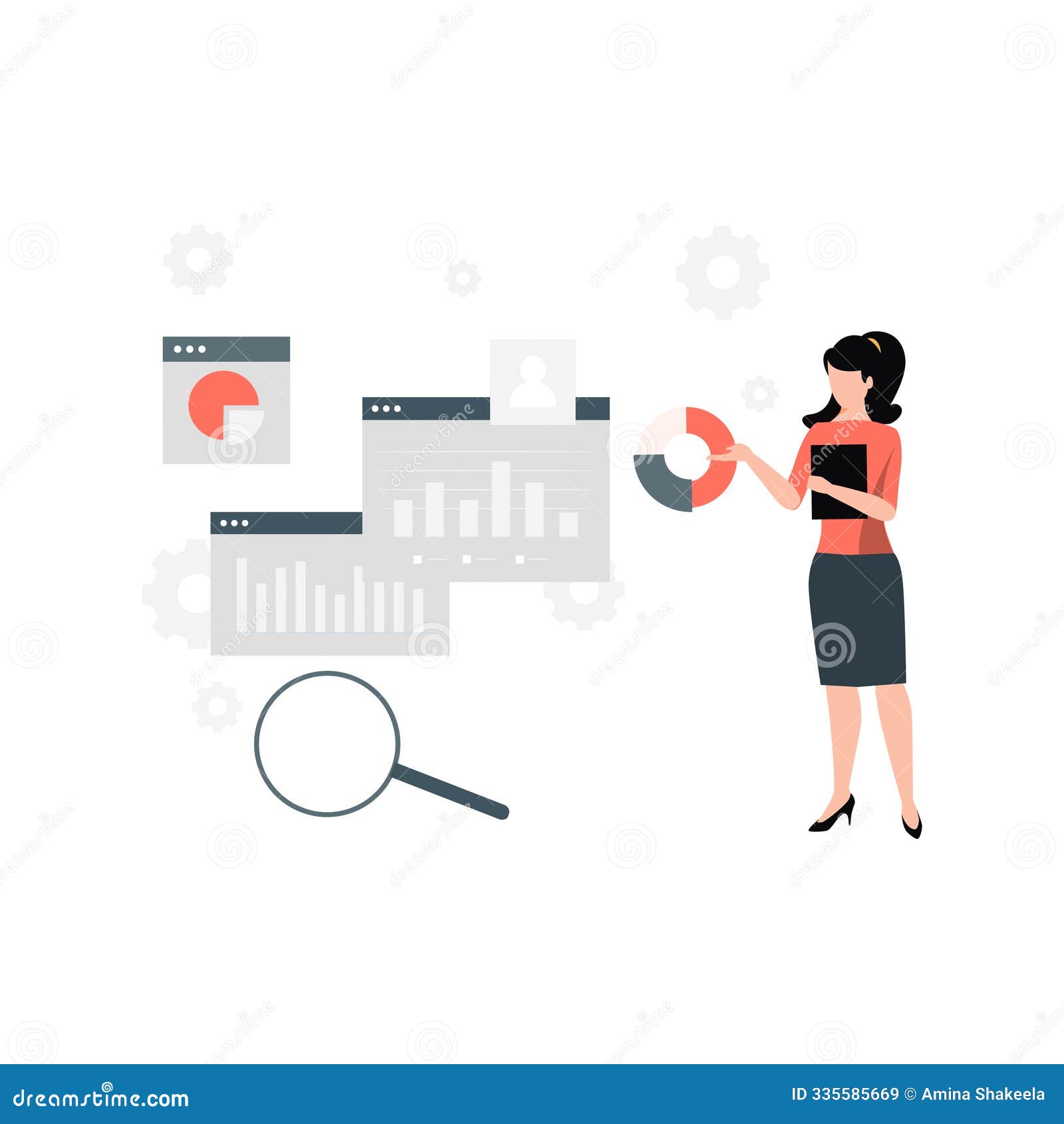 A Girl is Telling about the Chart Graph Stock Illustration ...