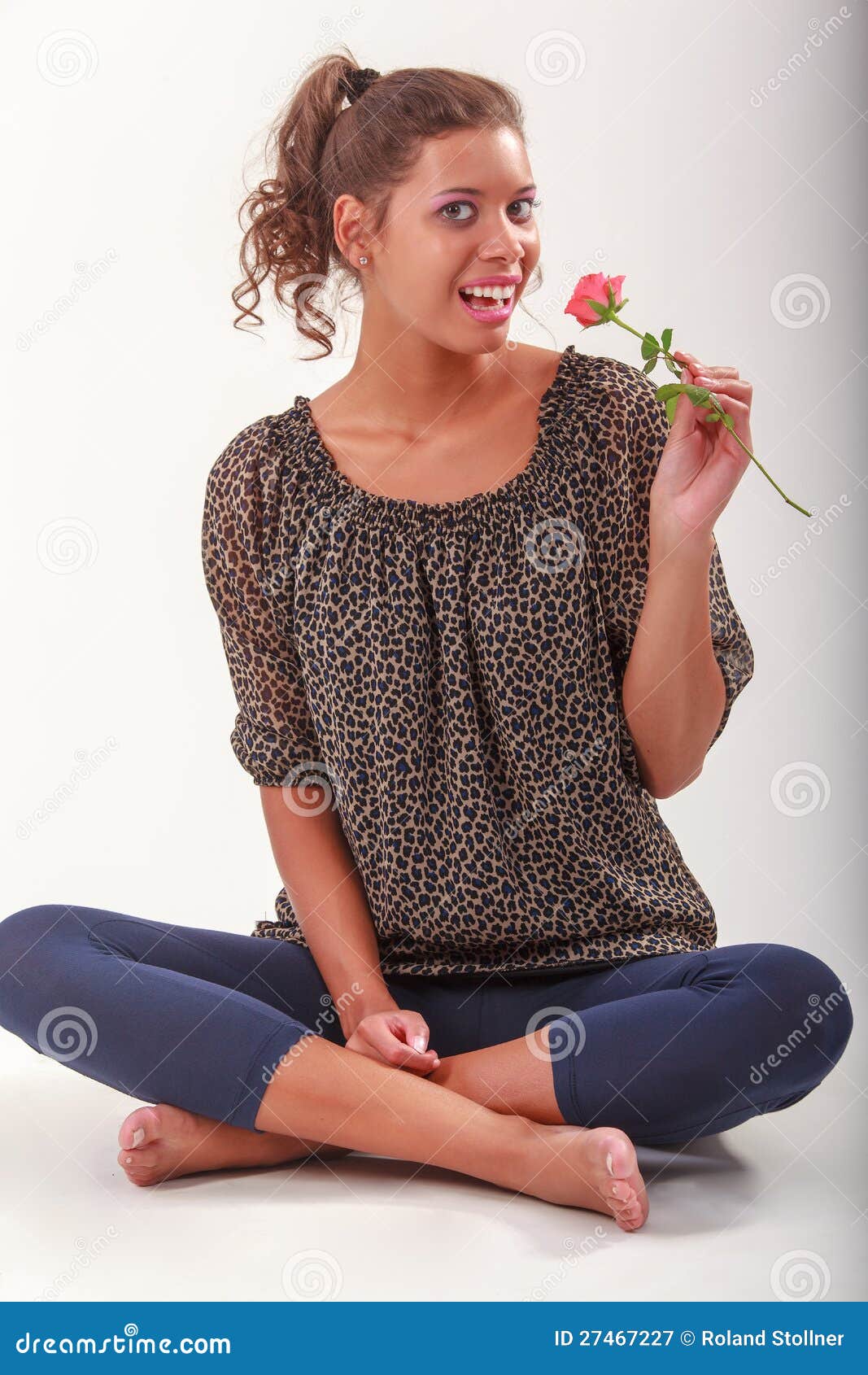 Girl tenderly like a Rose stock image. Image of laugh - 27467227