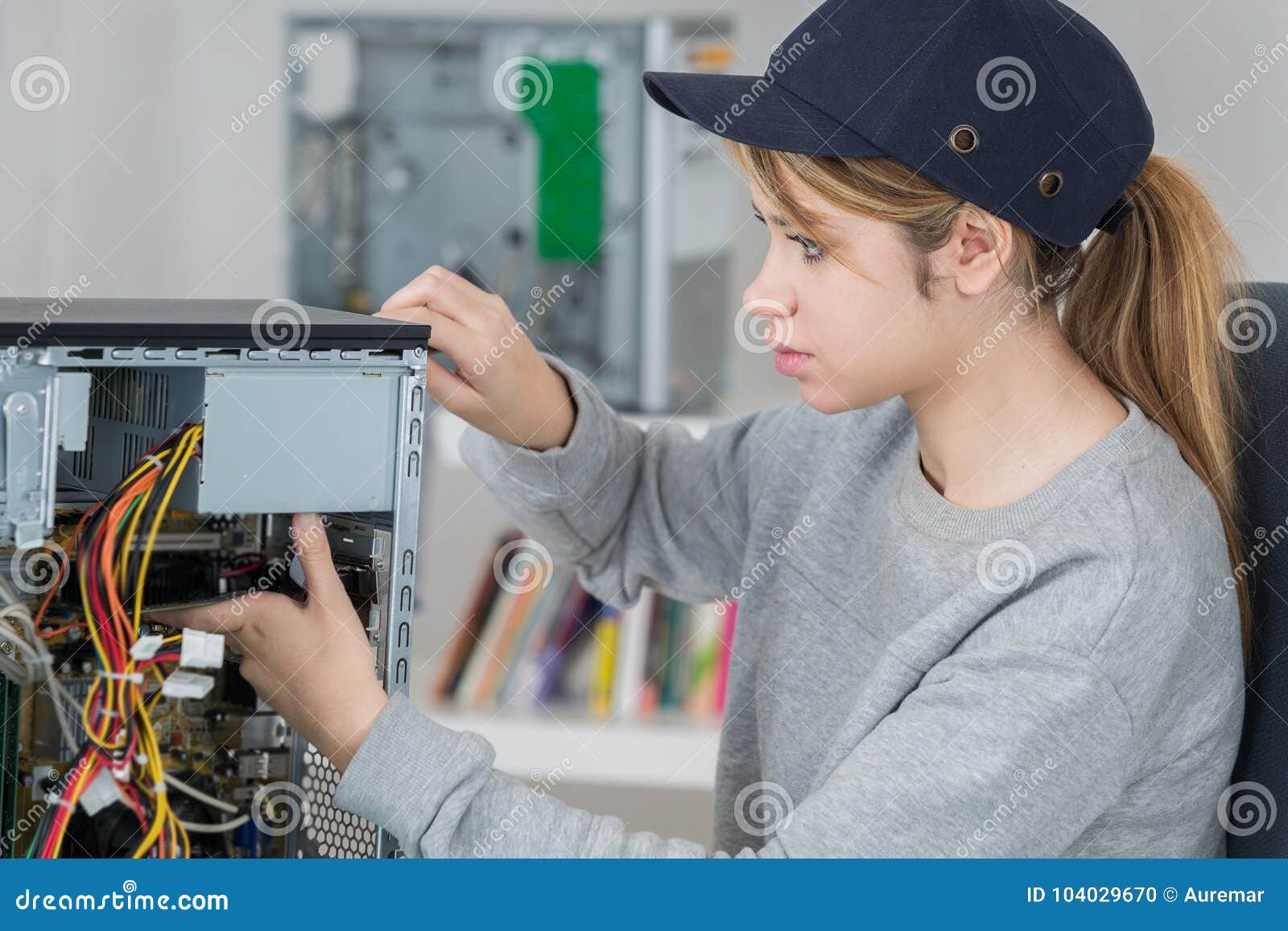 Girl with Tester and Printed Circuit Board Stock Photo - Image of multi ...