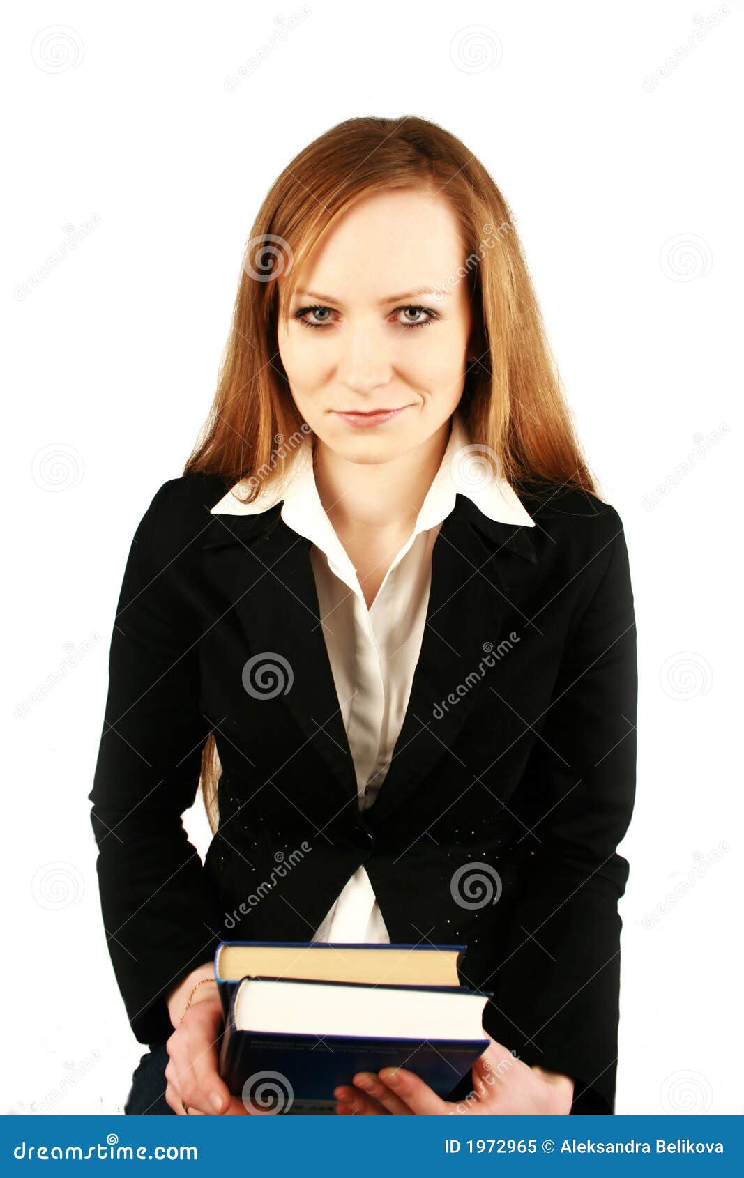 The girl with textbooks stock image. Image of clothing - 1972965