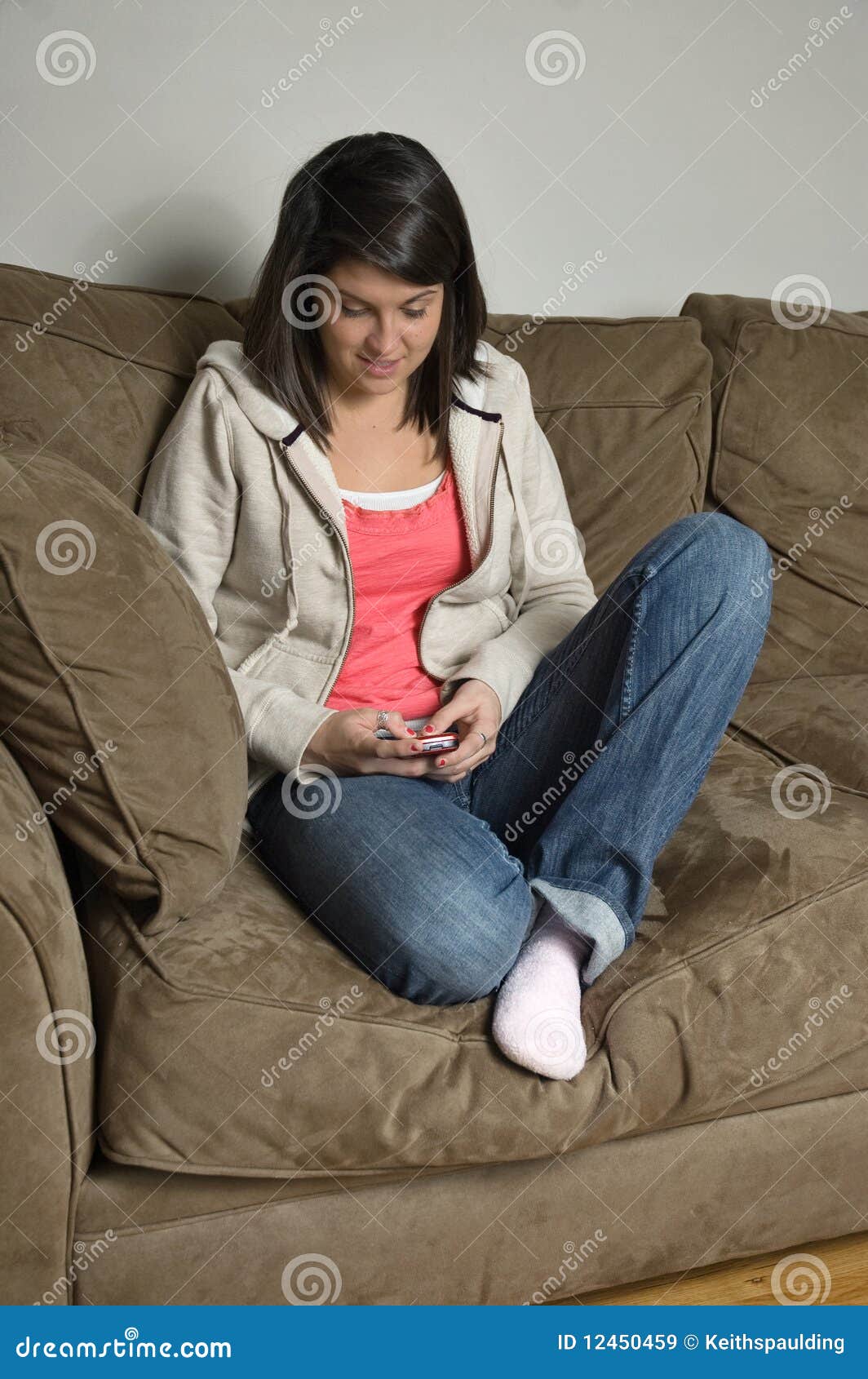 Girl texting a friend stock image. Image of cute, chat - 12450459