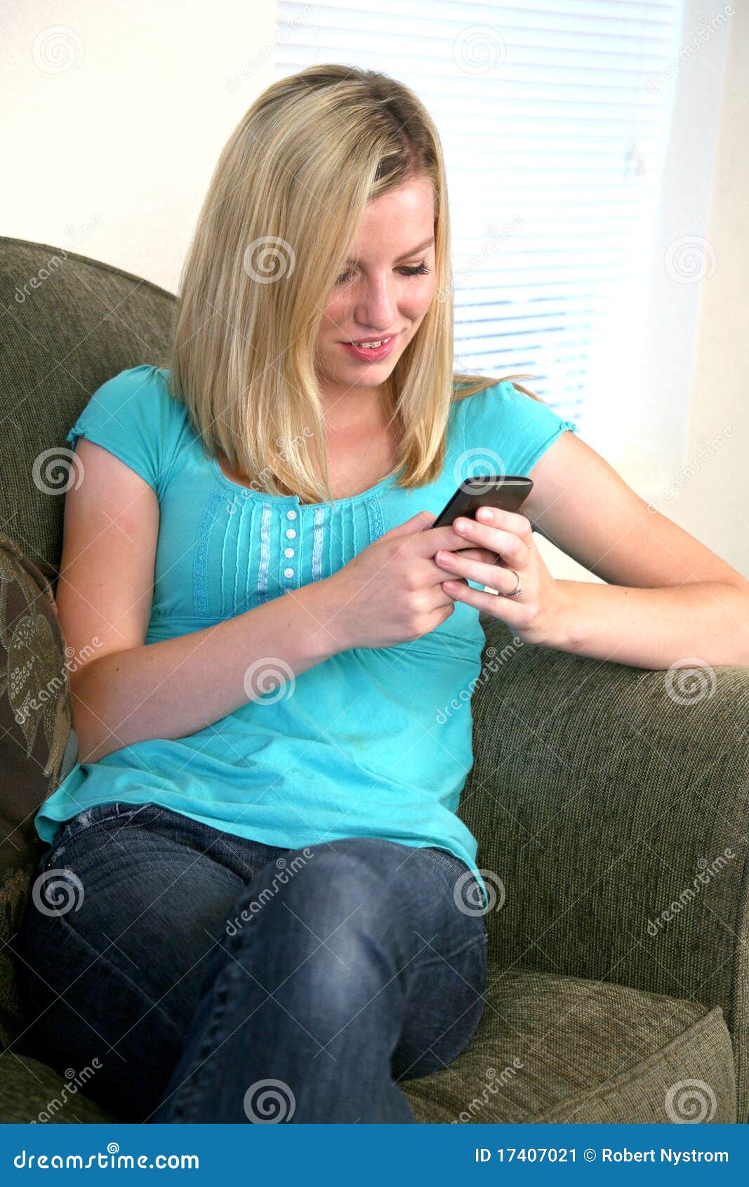 Girl Texting on Her Cell Phone Stock Image - Image of lady, young: 17407021