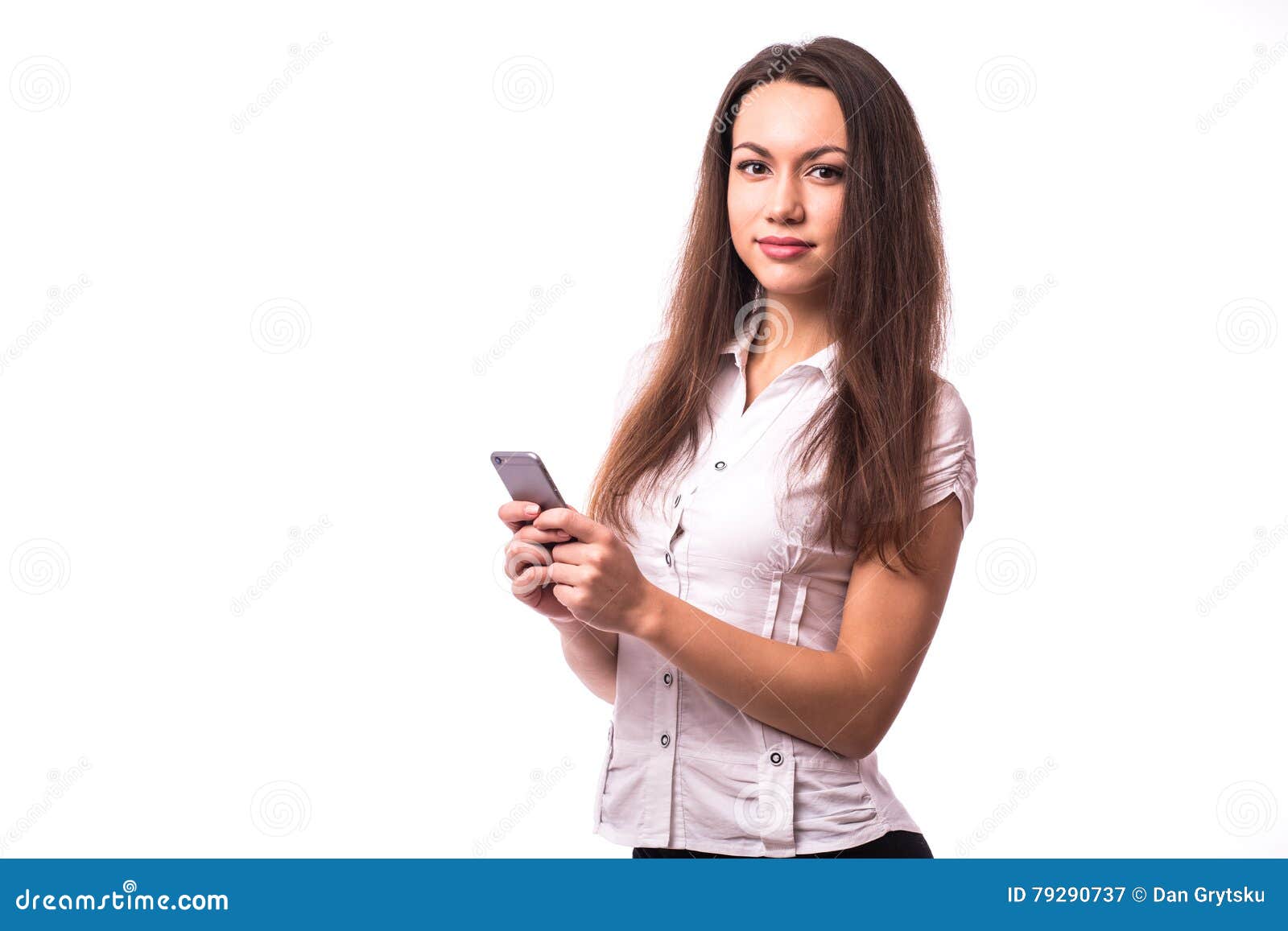 Girl texting on phone stock image. Image of happy, cheerful - 79290737