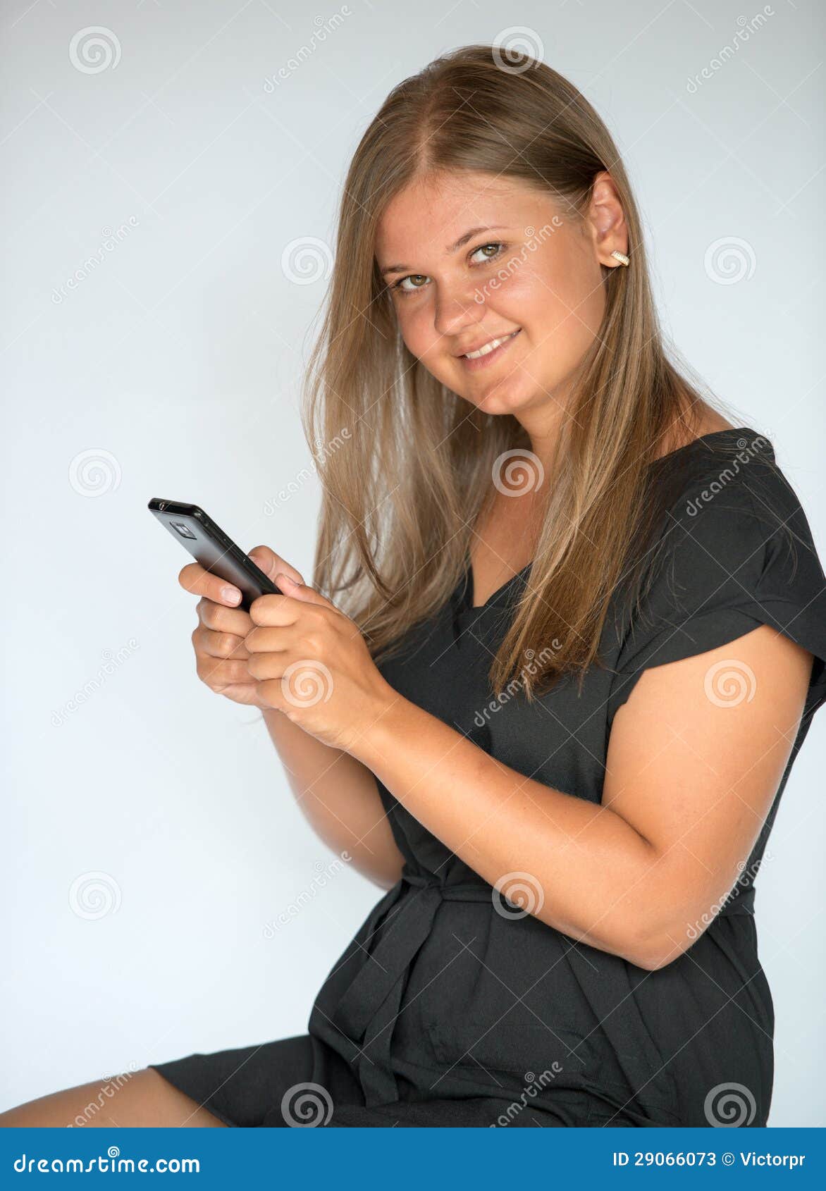 Girl, Texting with Smart Phone Stock Image - Image of blond ...