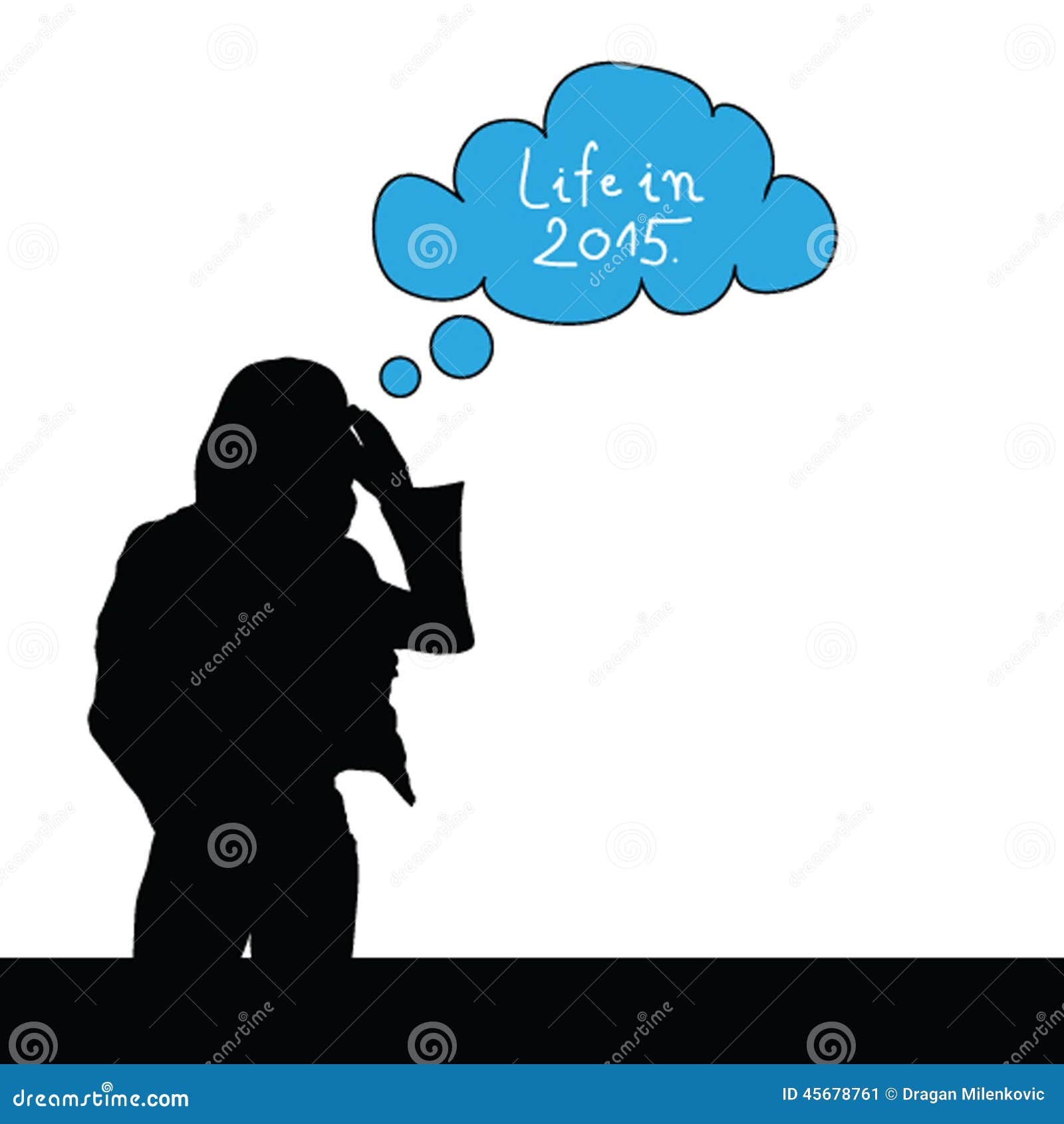 Girl Think Life in 2015 Color Vector Stock Vector - Illustration of ...