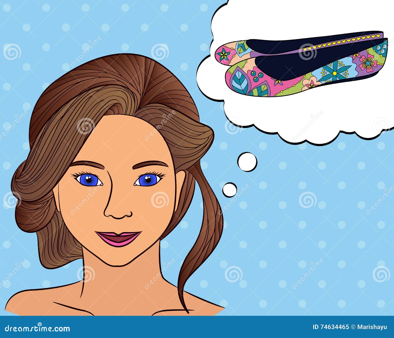 Girl Think with Speech Bubble Shoes Stock Vector - Illustration of ...