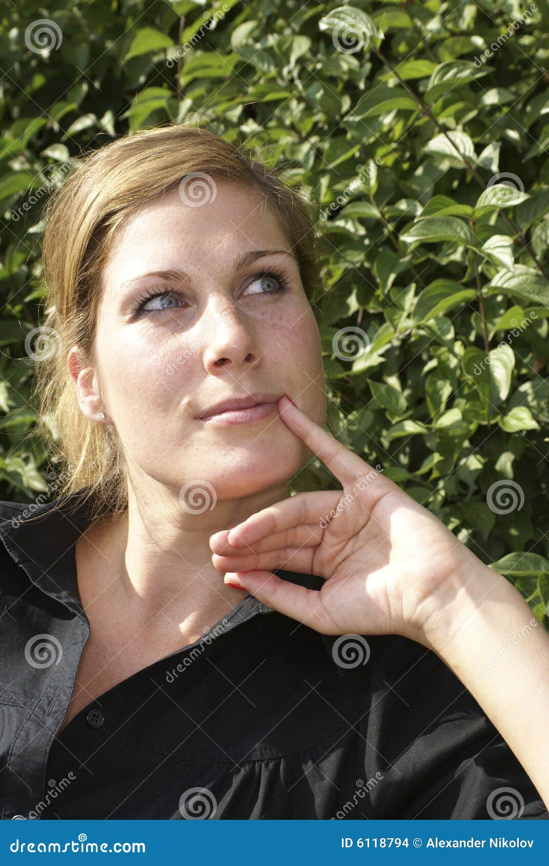 Girl Thinking 1 stock photo. Image of casual, picking - 6118794