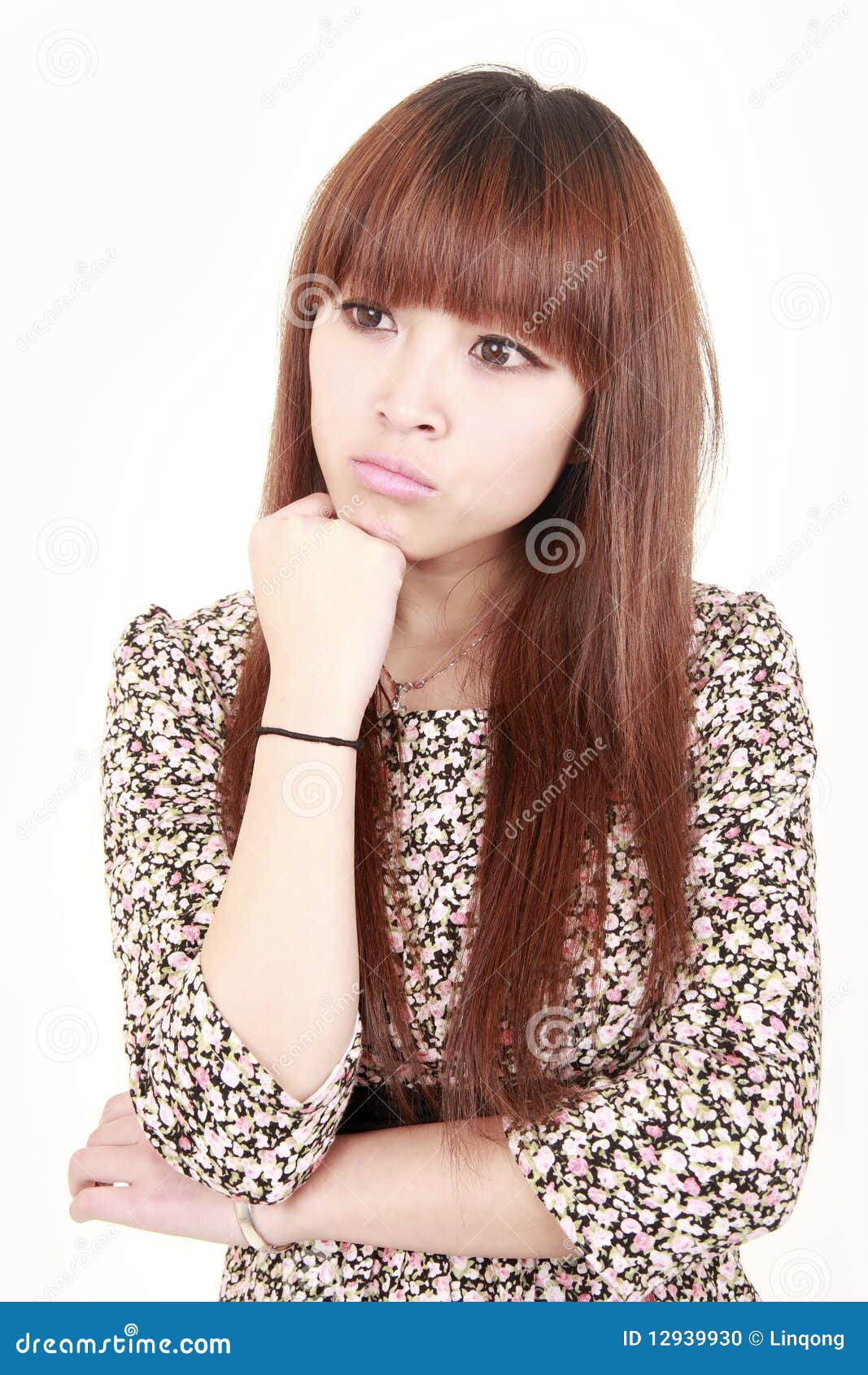 Girl thinking stock photo. Image of fresh, gorgeous, hands - 12939930