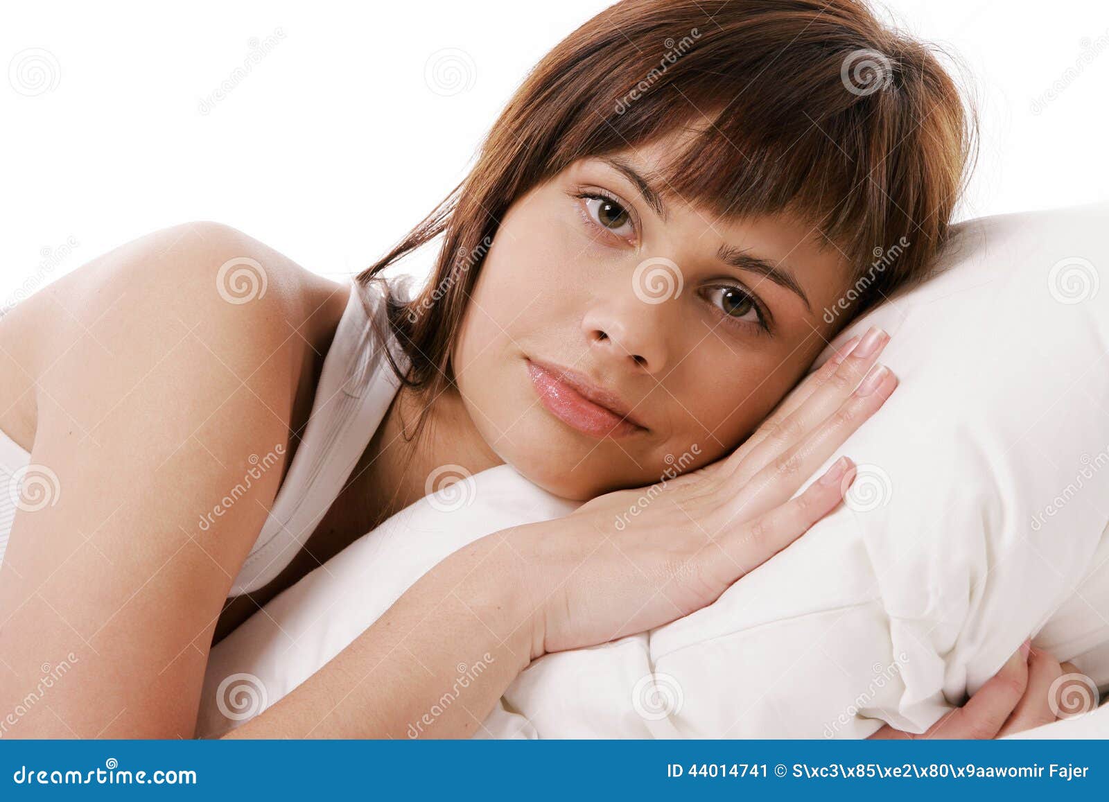 Girl thinking in bed stock image. Image of bedding, pillow - 44014741