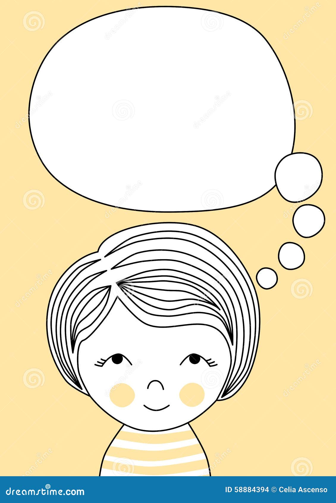 Girl with Thinking Bubble Speech Stock Illustration - Illustration of ...