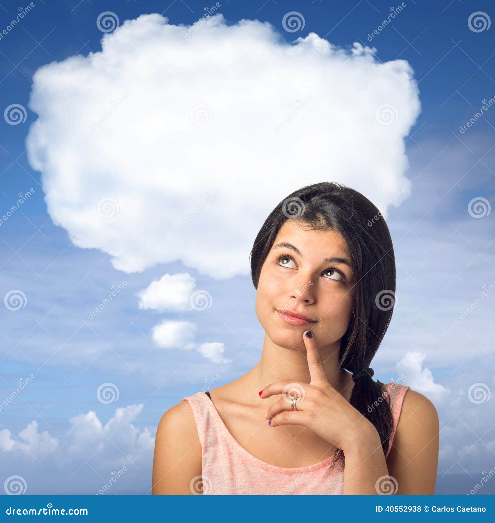 Girl Thinking Cloud stock photo. Image of girl, looking - 40552938