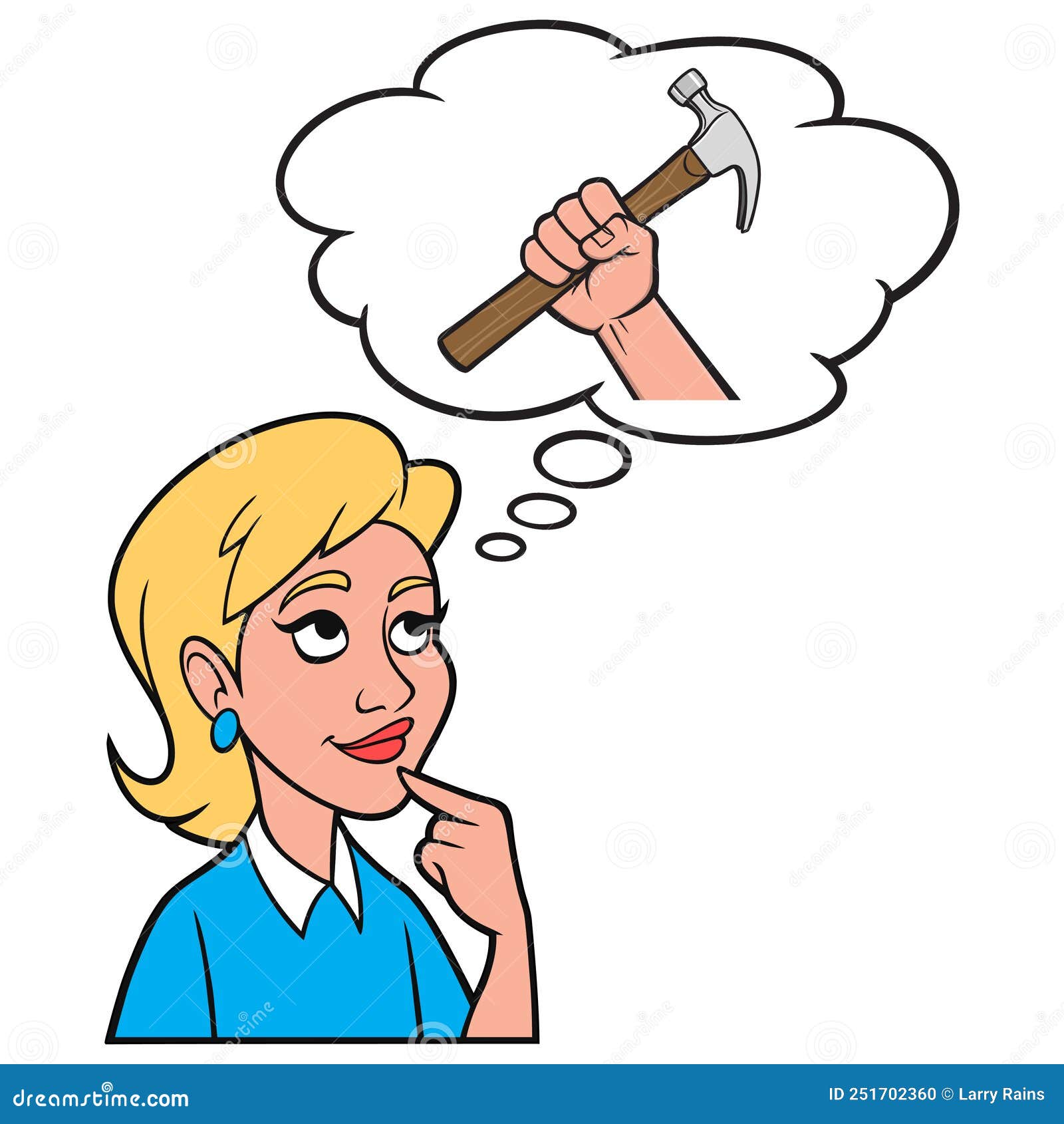 Girl Thinking about a Construction Project Stock Vector - Illustration ...