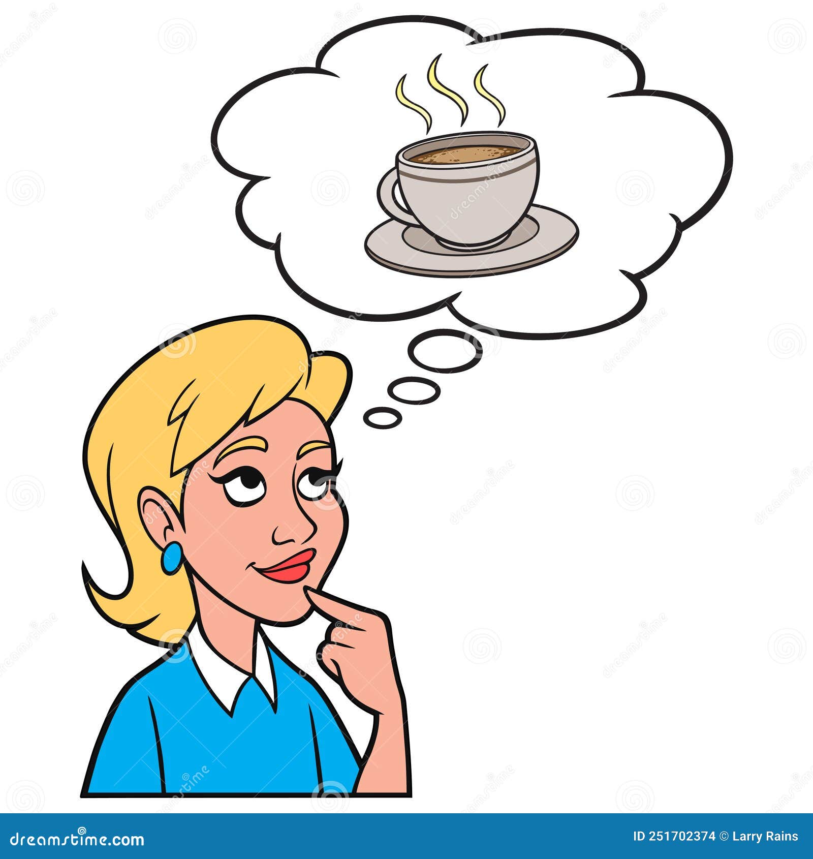 Girl Thinking about a Cup of Coffee Stock Vector - Illustration of ...