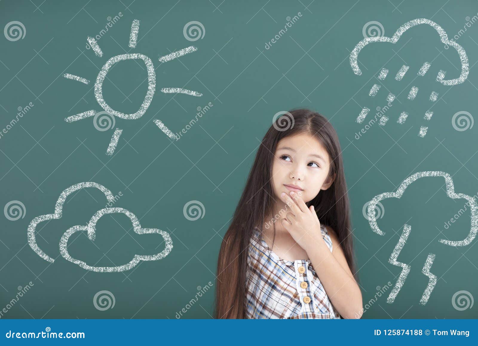 Girl Thinking about Different Weather Concept Stock Photo - Image of ...