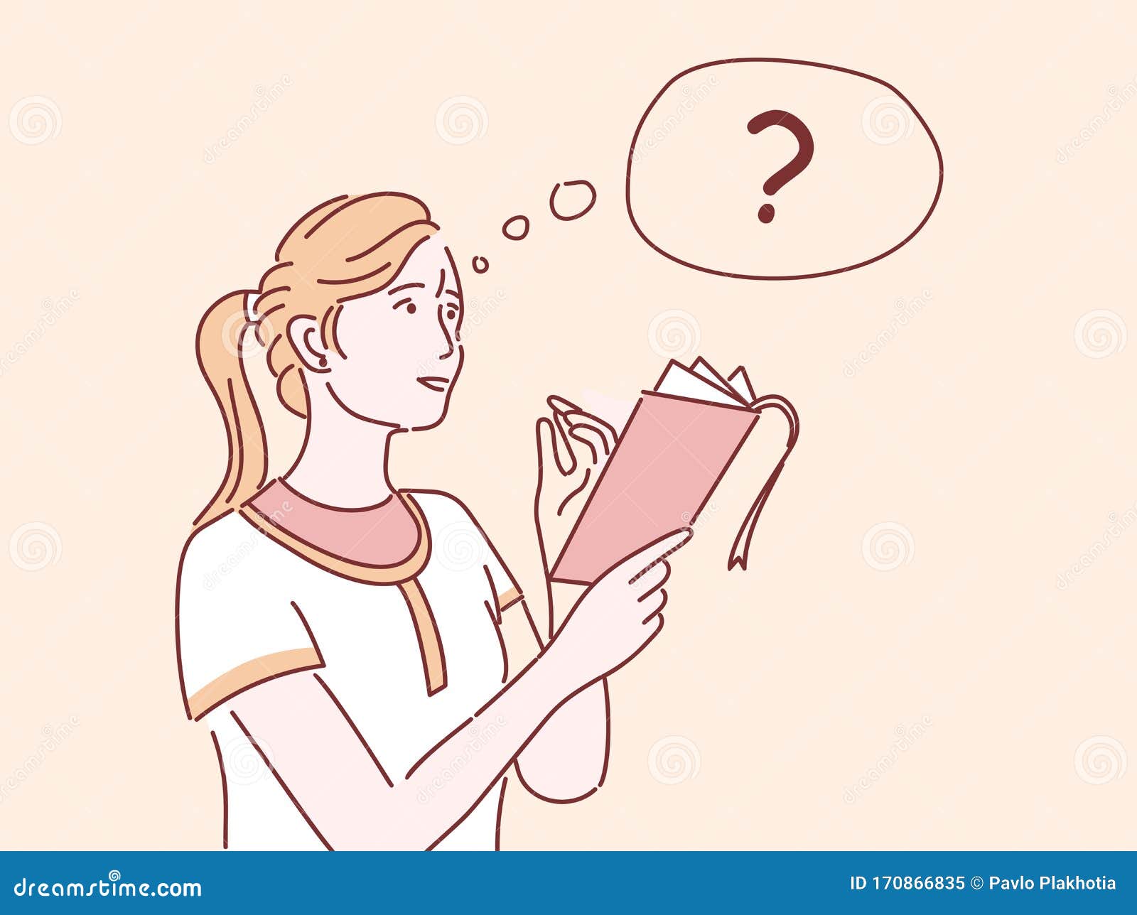 Girl Thinking Flat Vector Illustration. Female Student Doing List ...