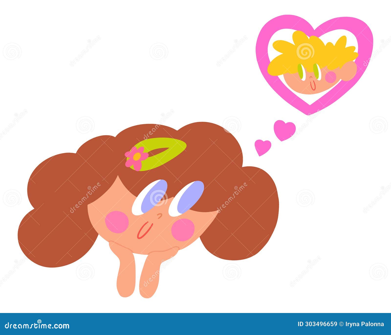 A Girl Thinking of a Friend Stock Vector - Illustration of heart ...