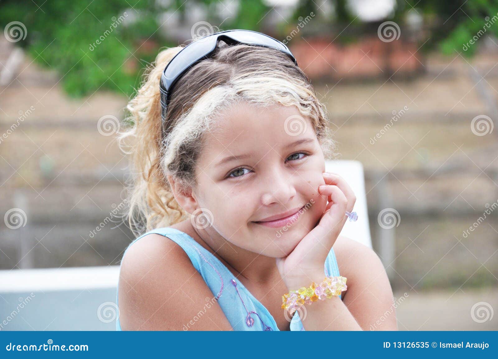 Girl thinking happy stock image. Image of child, people - 13126535