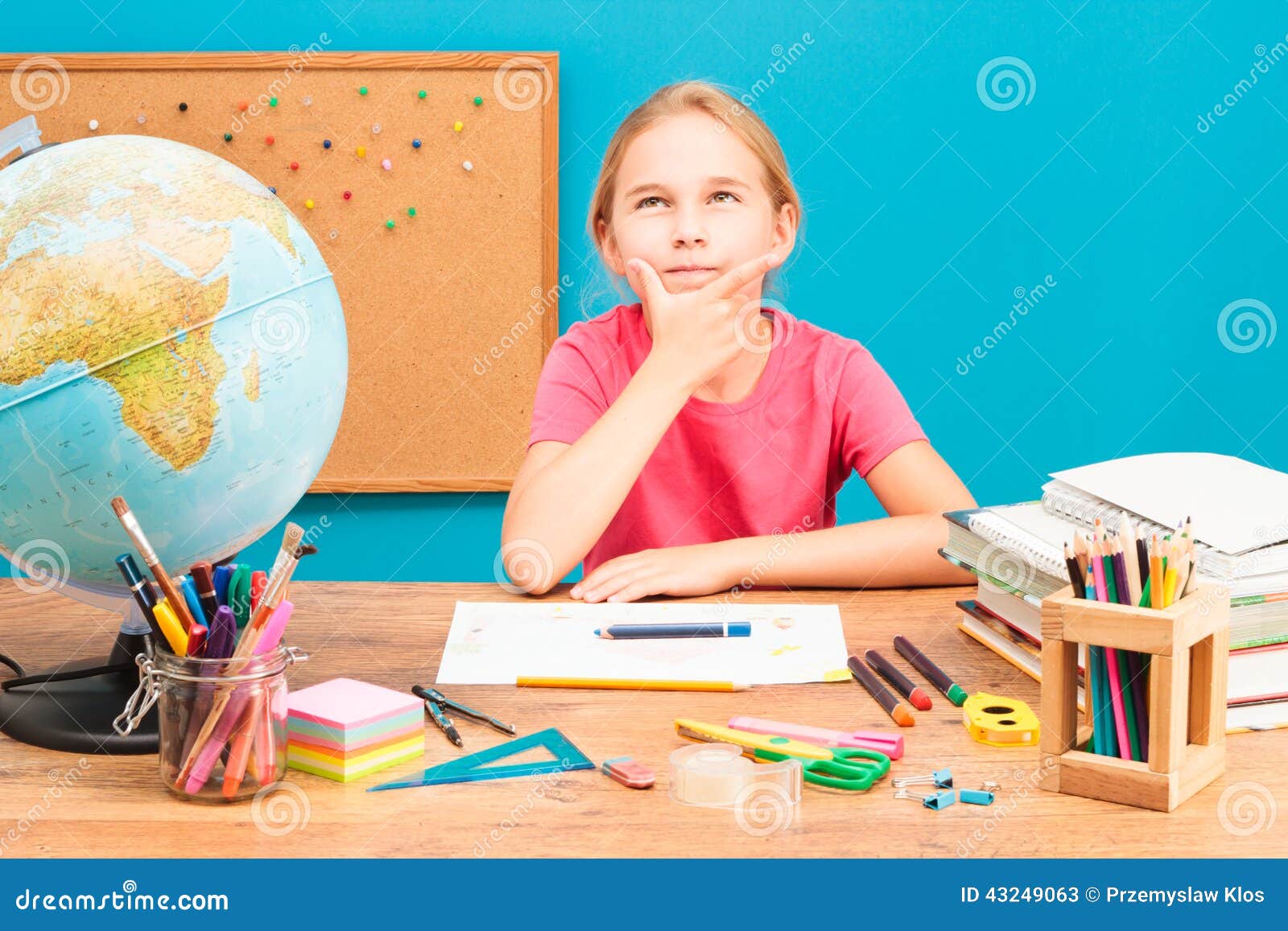 Girl Thinking about Her Homework Stock Image - Image of person, sheet ...