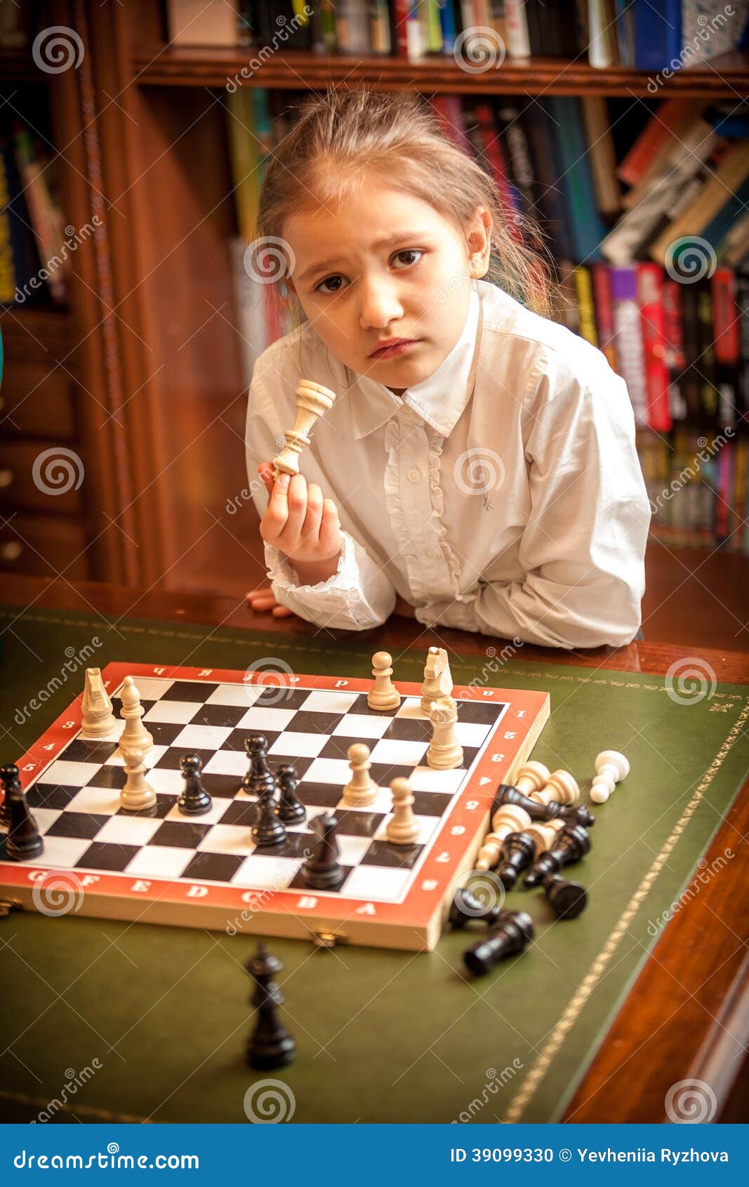 Girl Thinking on Move at Chess Stock Photo - Image of caucasian, genius ...