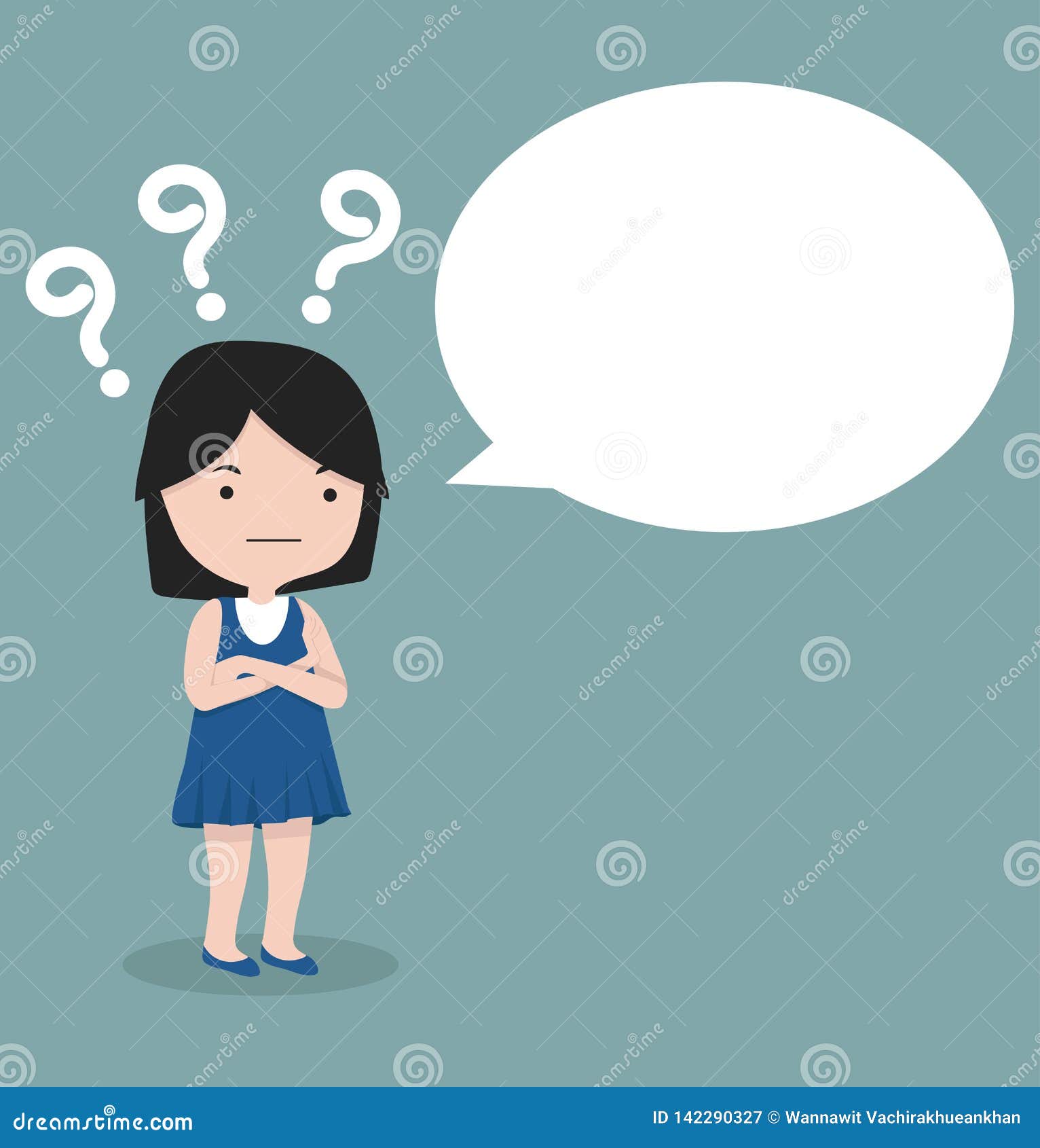 Girl Thinking with Question Mark Stock Vector - Illustration of lady ...