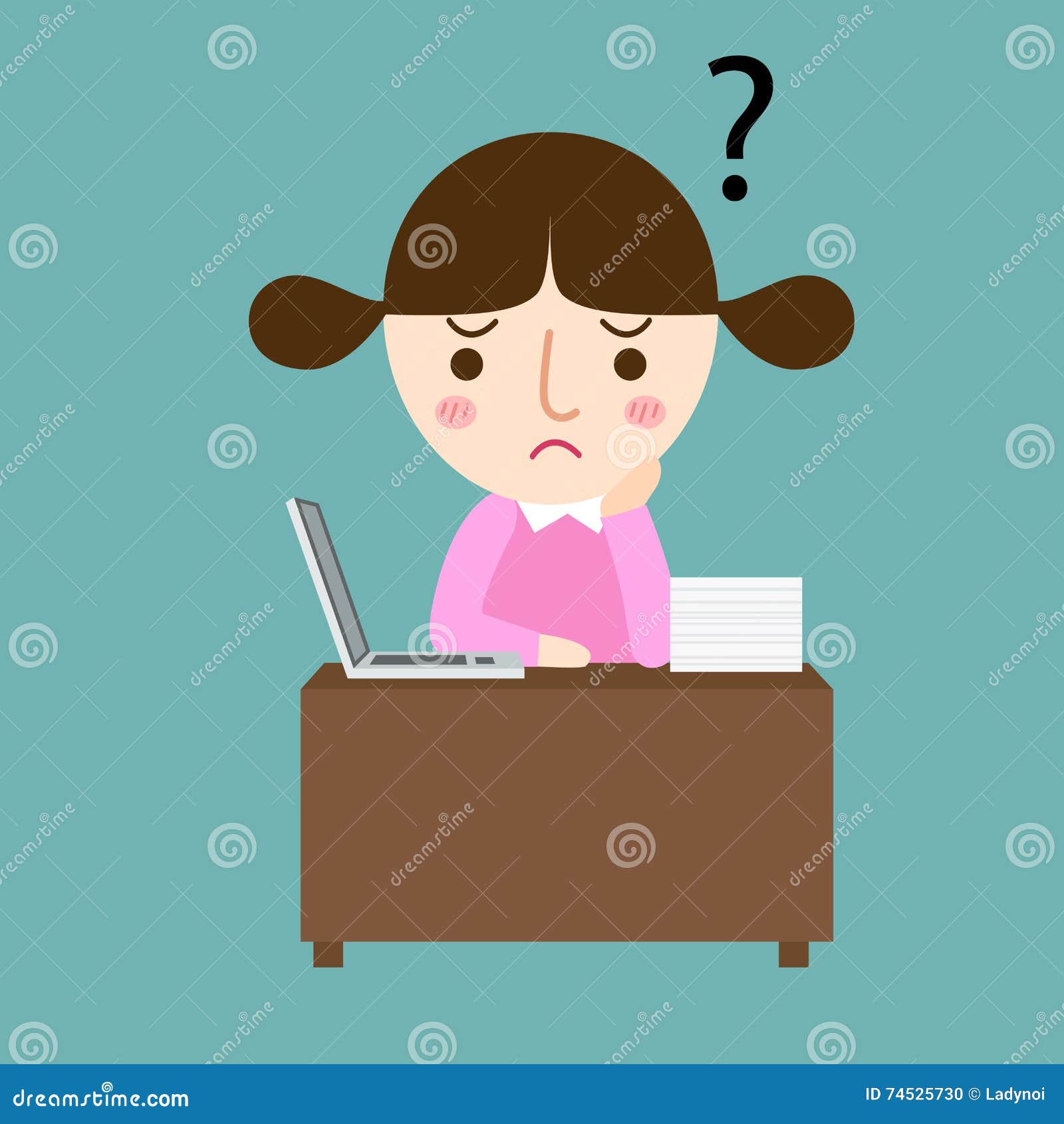Girl Thinking with Question Marks Vector Stock Vector - Illustration of ...