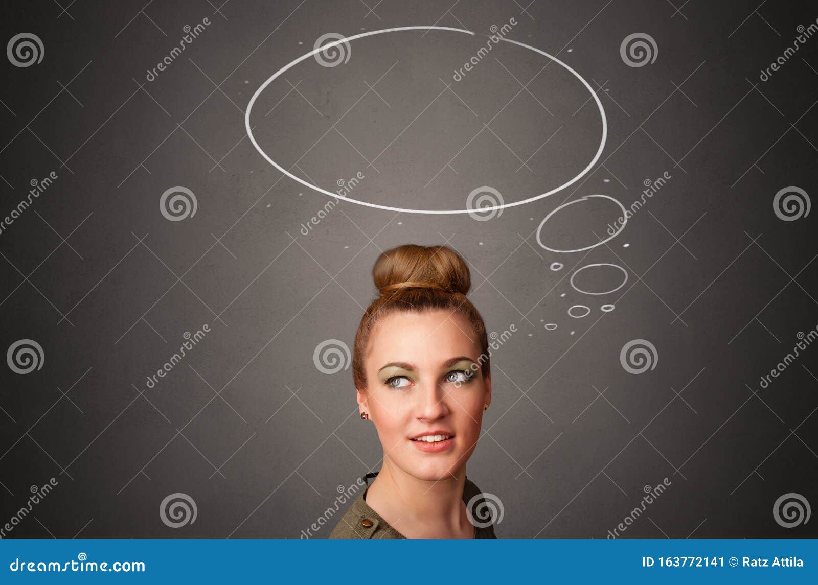 Girl Thinking with Speech Bubble Concept Stock Image - Image of icon ...