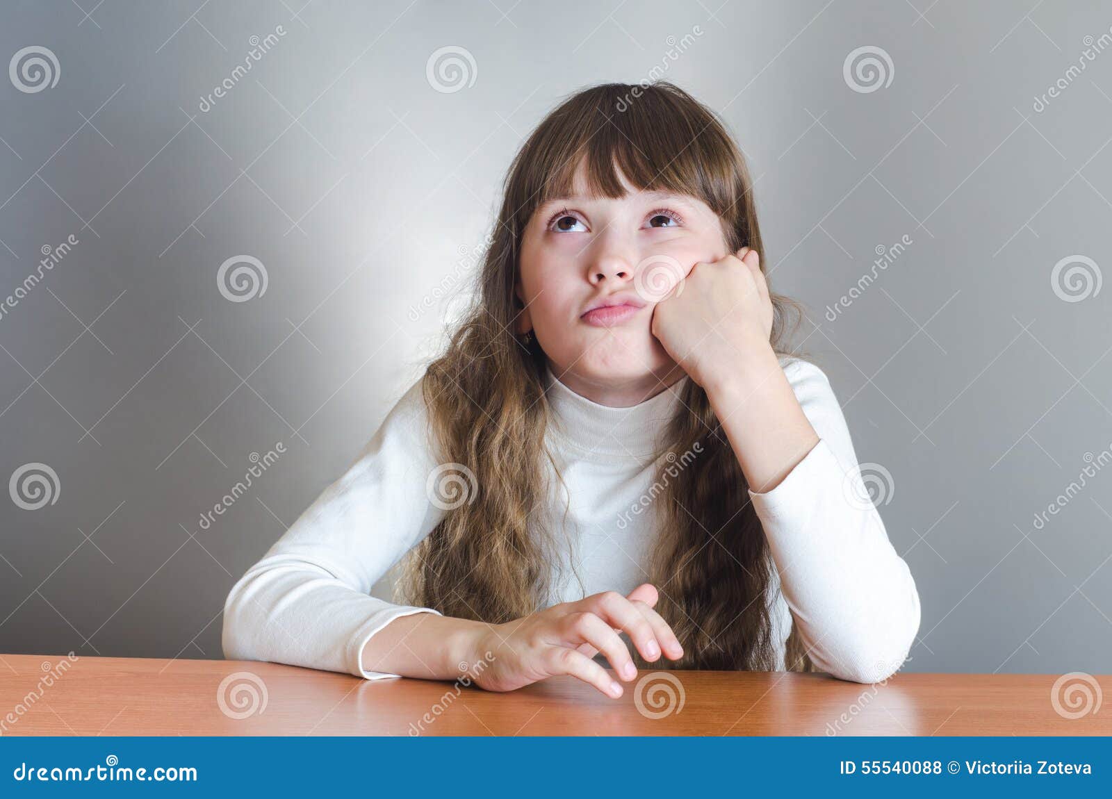 The Girl Thinks What Else To Draw Royalty-Free Stock Photography ...