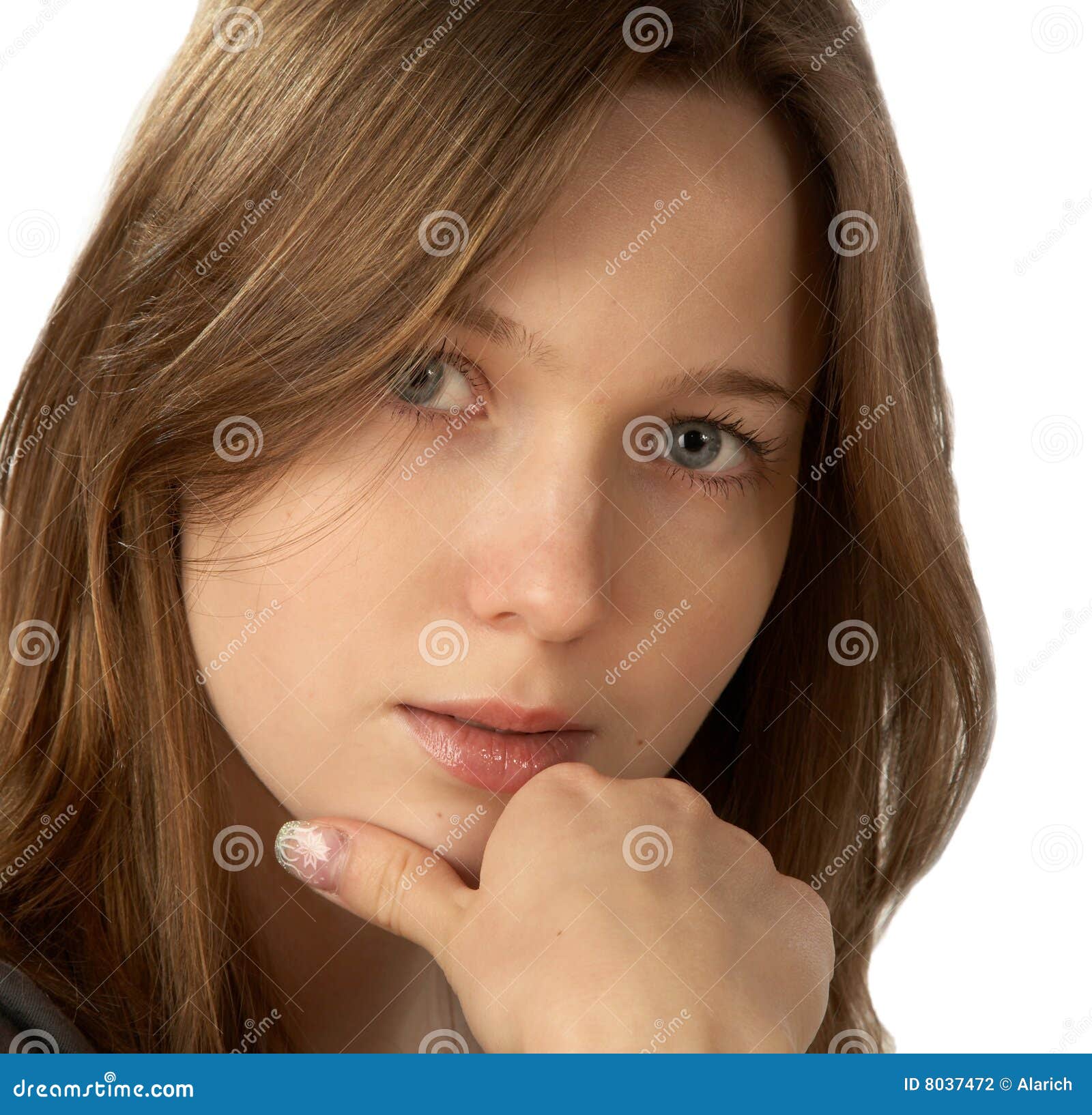 The Girl with a Thoughtful Sigh Stock Photo - Image of human, close ...