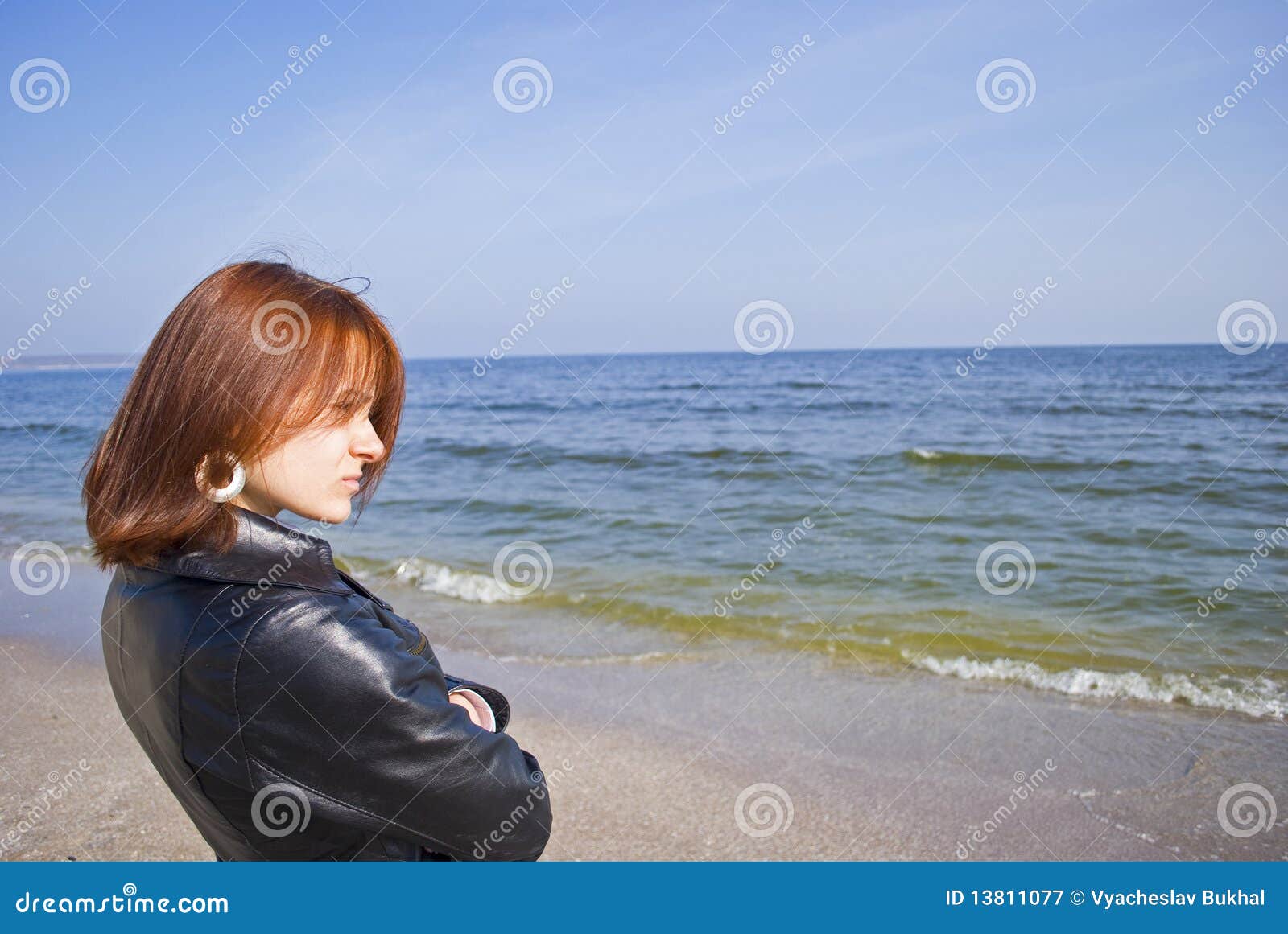 Girl Thoughtfully Looking into the Sea Distance Stock Image - Image of ...