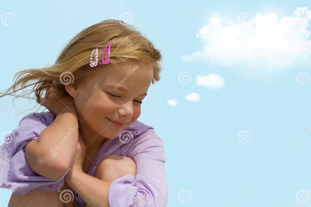 Girl thoughts stock image. Image of little, thoughtful - 19765593